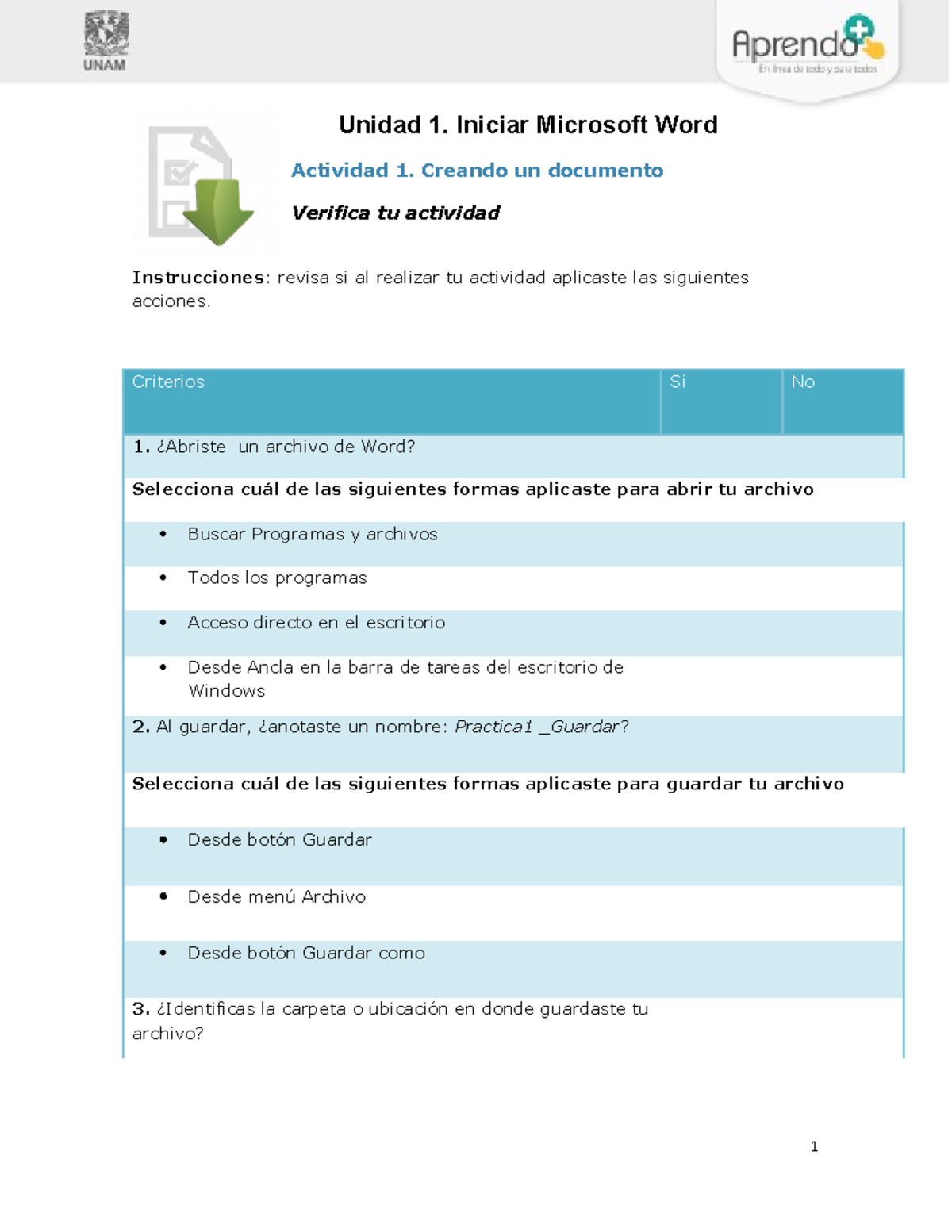 Ver Act1 U1 - Documento para curso de word office - Unidad 1. Iniciar Microsoft Word Actividad 1 ...