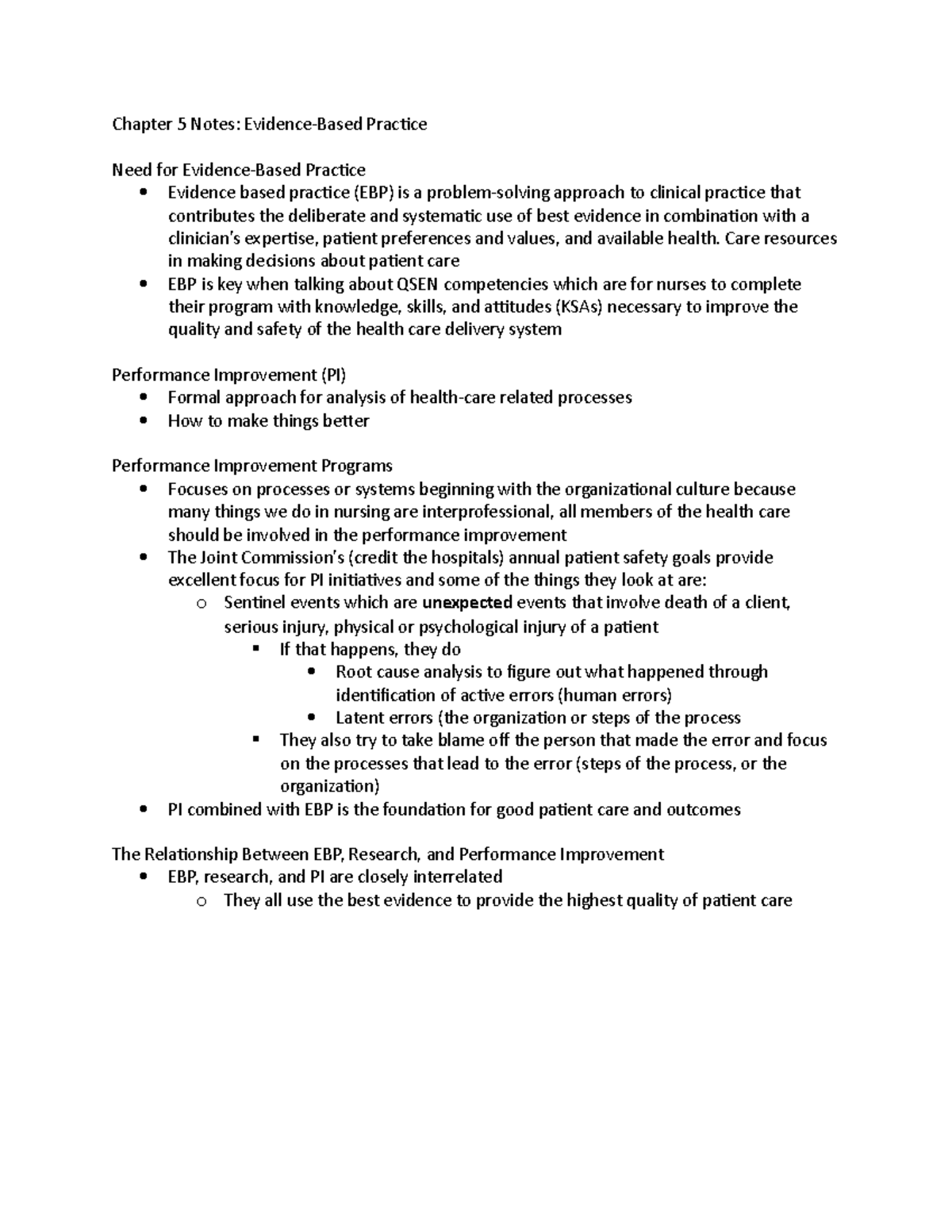 Ch. 5 Notes for Potter and Perry 10th ed - Chapter 5 Notes: Evidence ...