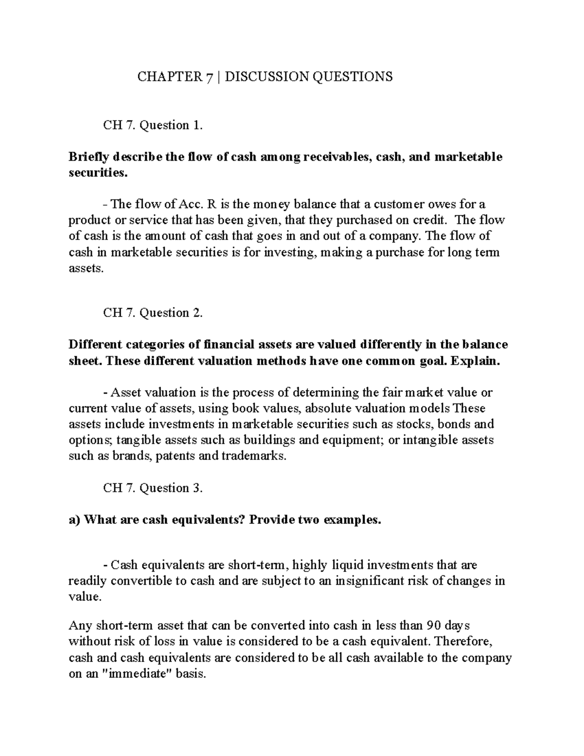 Chapter 7 Questions Brandon Villarreal - CHAPTER 7 | DISCUSSION ...