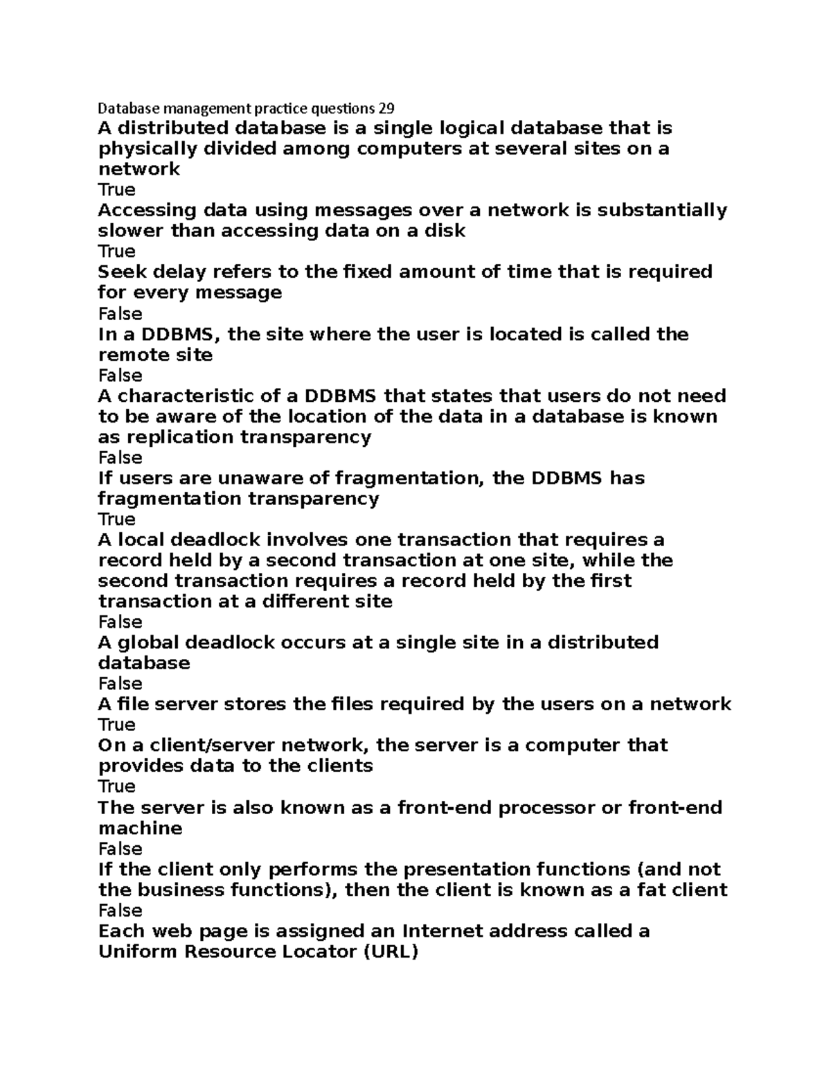 Database management practice questions 29 - .. Network Computers in a ...