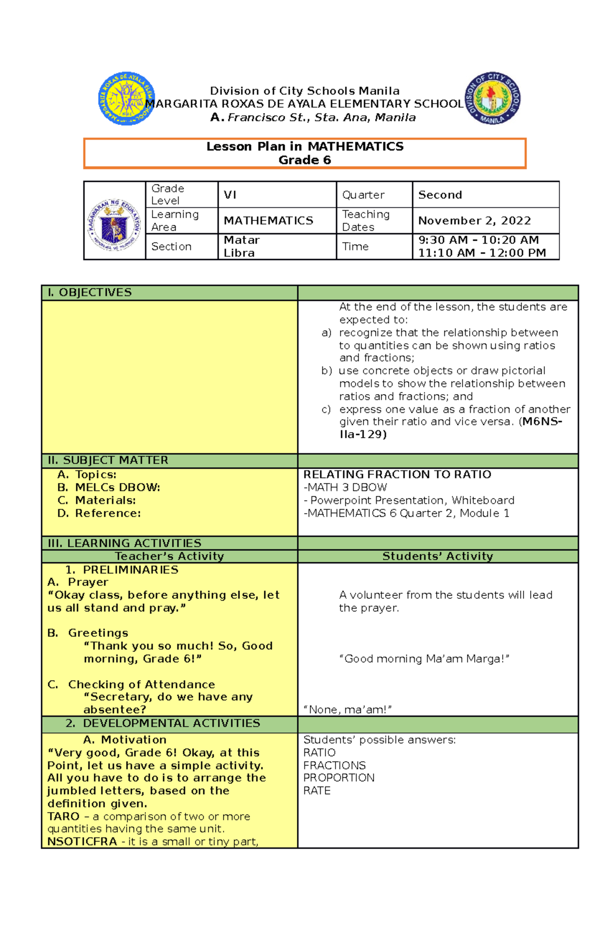 Math 11.2 Completed - LESSON PLAN - Division of City Schools Manila ...