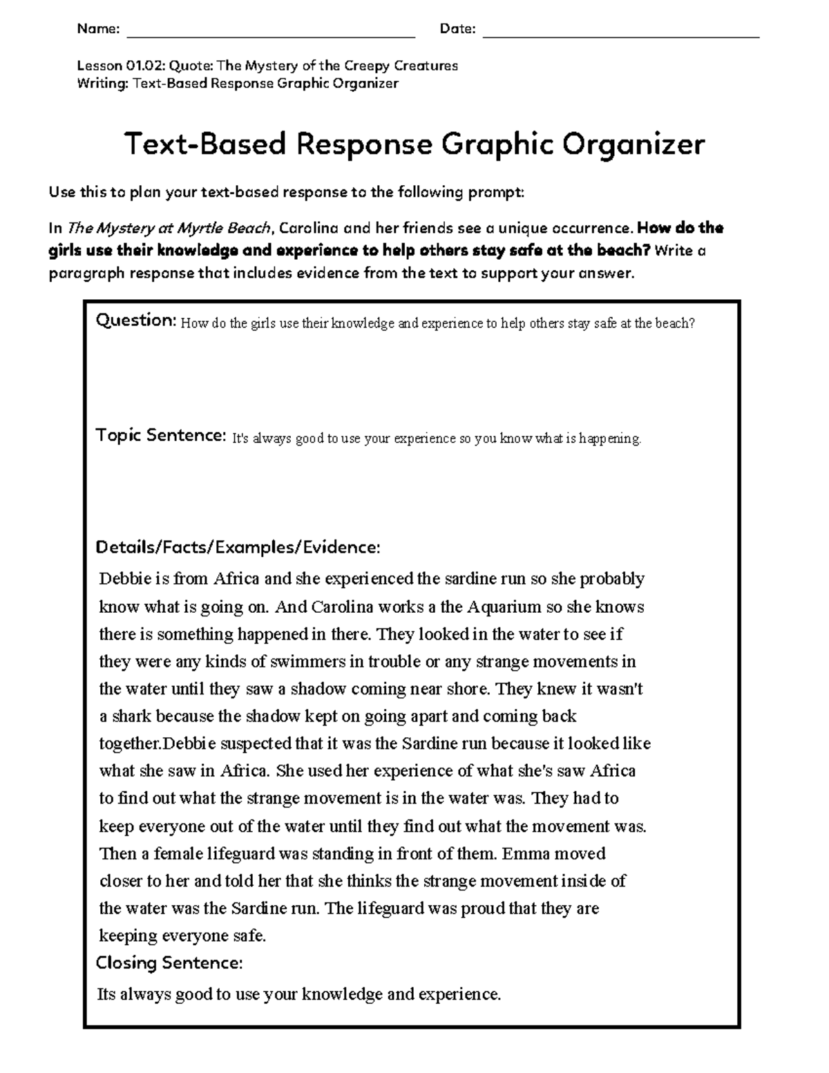 Kami Export - text based response graphic organizer - Name: Date ...