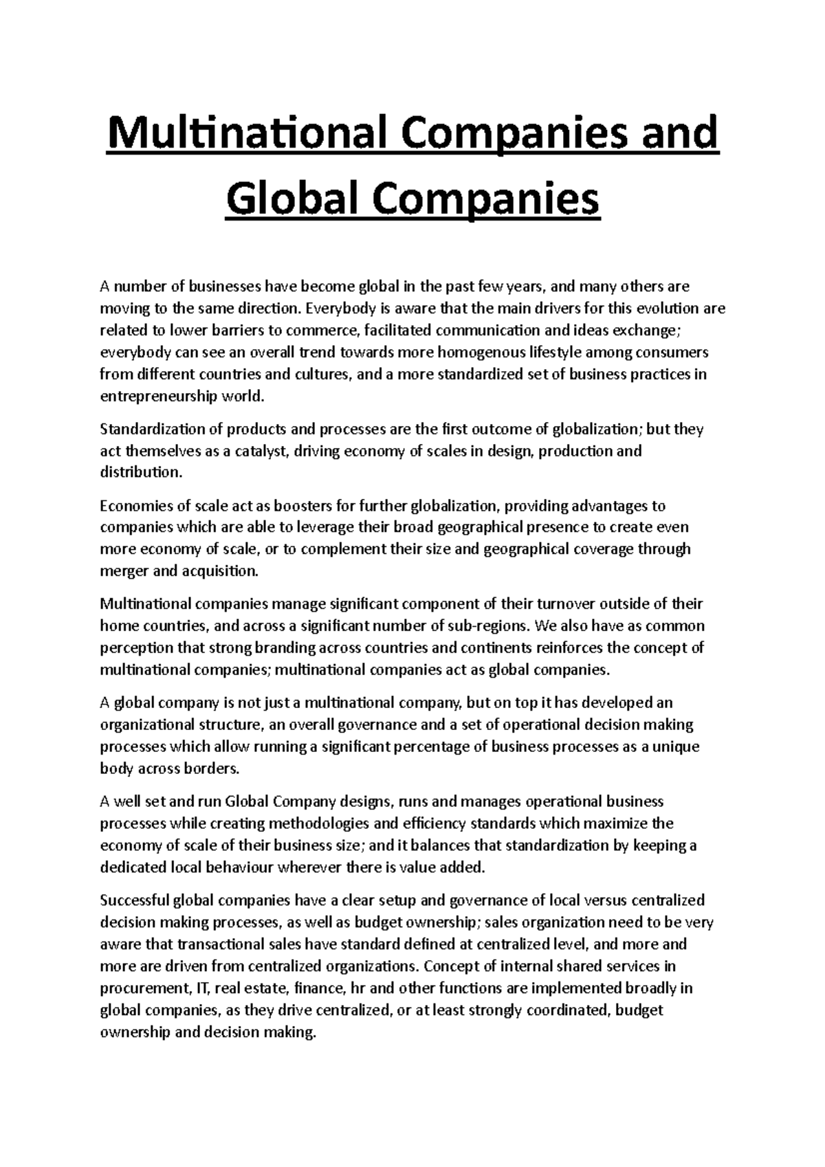 Multinational Companies and Global Companies - Multinational Companies ...