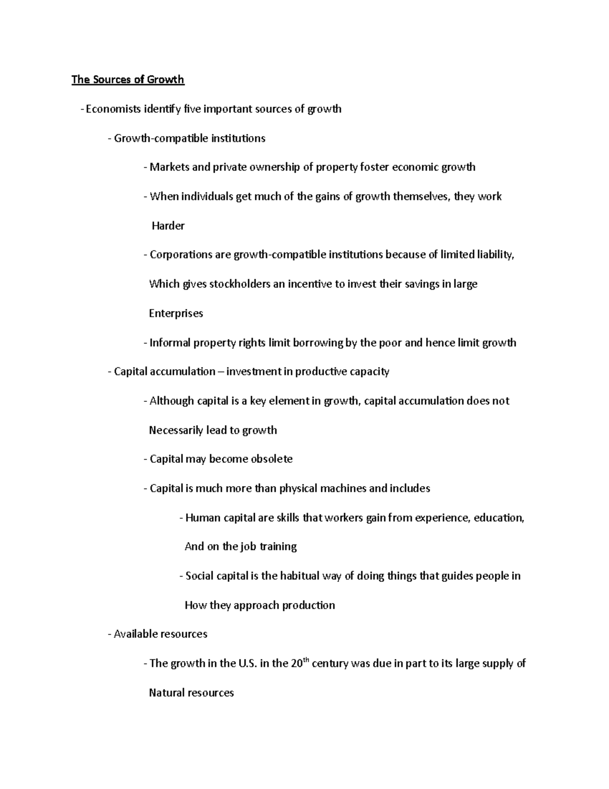 Macroeconomics - Chpt 26 - The Sources of Growth - Economists identify ...