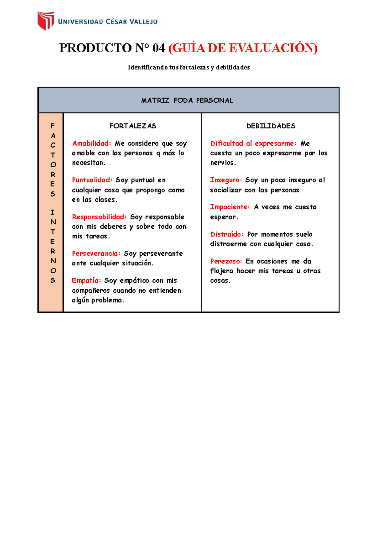 1° Producto 04 - fefeefefefeffefe - PRODUCTO N° 04 (GUÍA DE EVALUACIÓN ...