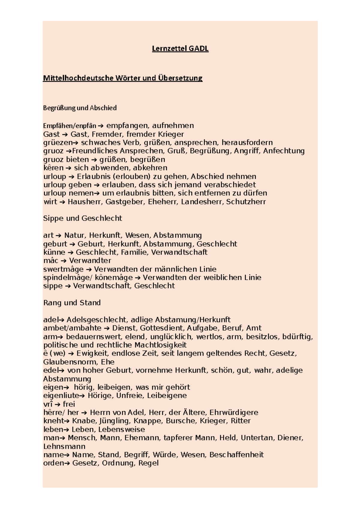 Lernzettel GADL - Kurs bei Frau K. Riedel Zusammenfassung - Lernzettel ...