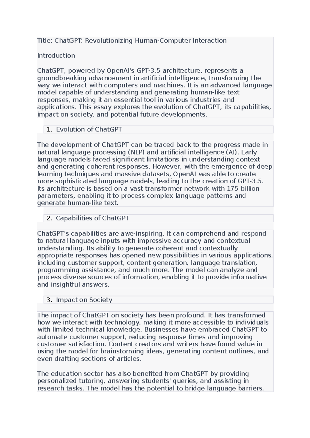 Chatgpt - Title: ChatGPT: Revolutionizing Human-Computer Interaction Introduction ChatGPT ...