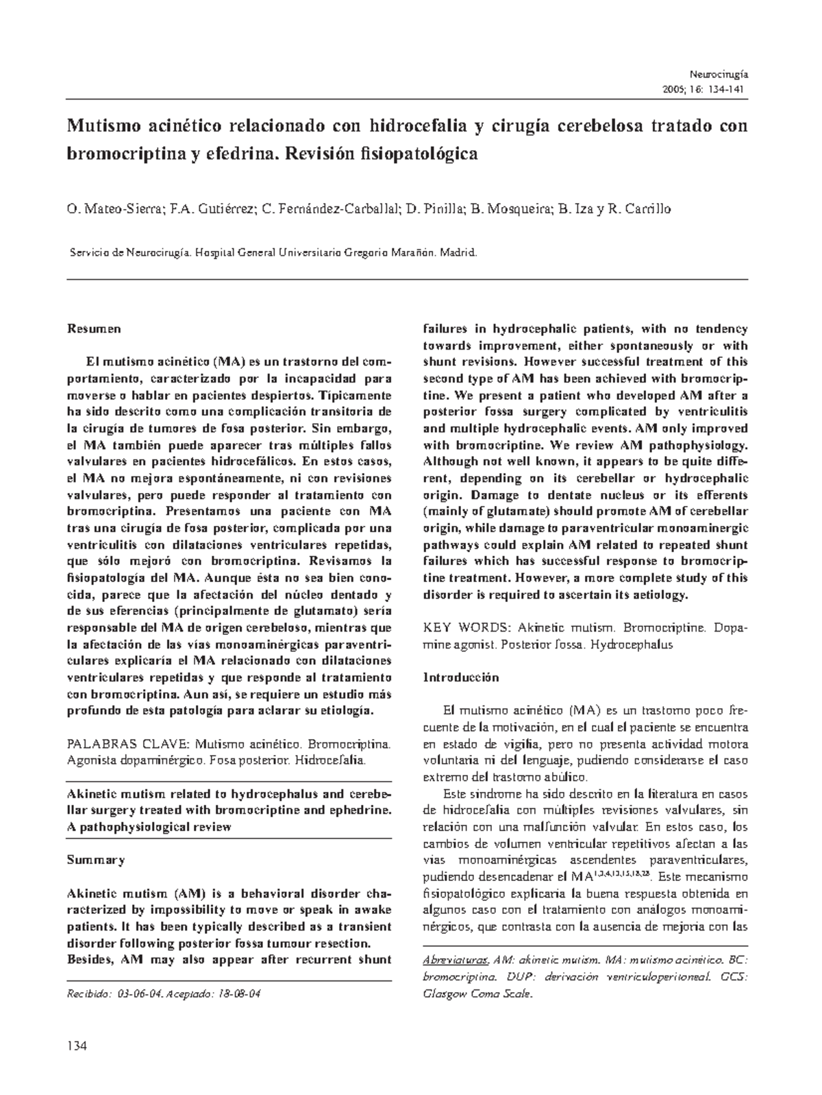 Investigacion 5 - Mutismo acinetico cirugia cerebelosa - 5HFLELGR ...