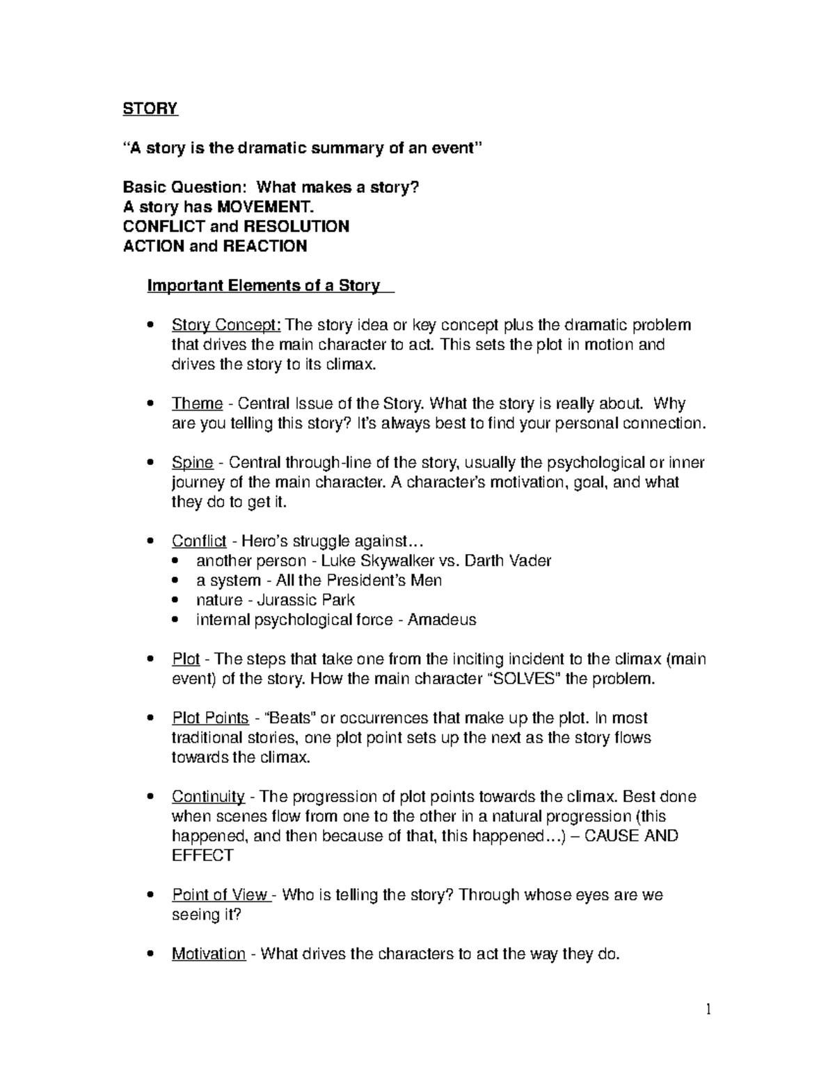 Project 4 Elements Of Story STORY A Story Is The Dramatic Summary