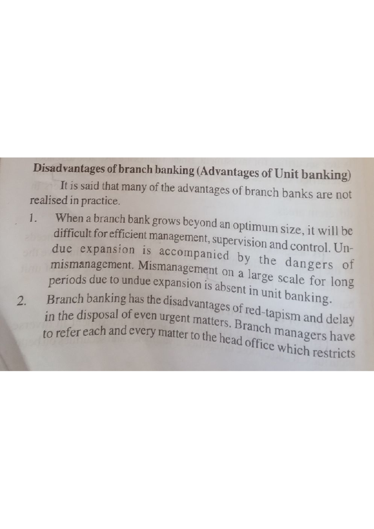 Disadvantages of branch Disadvantages of unit bank - Banking theory and ...