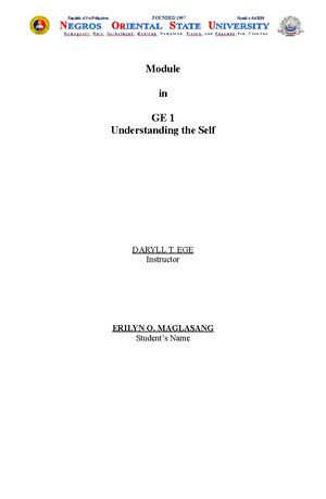 UTS- Module-1 - understanding the self - Module in GE 1 Understanding ...