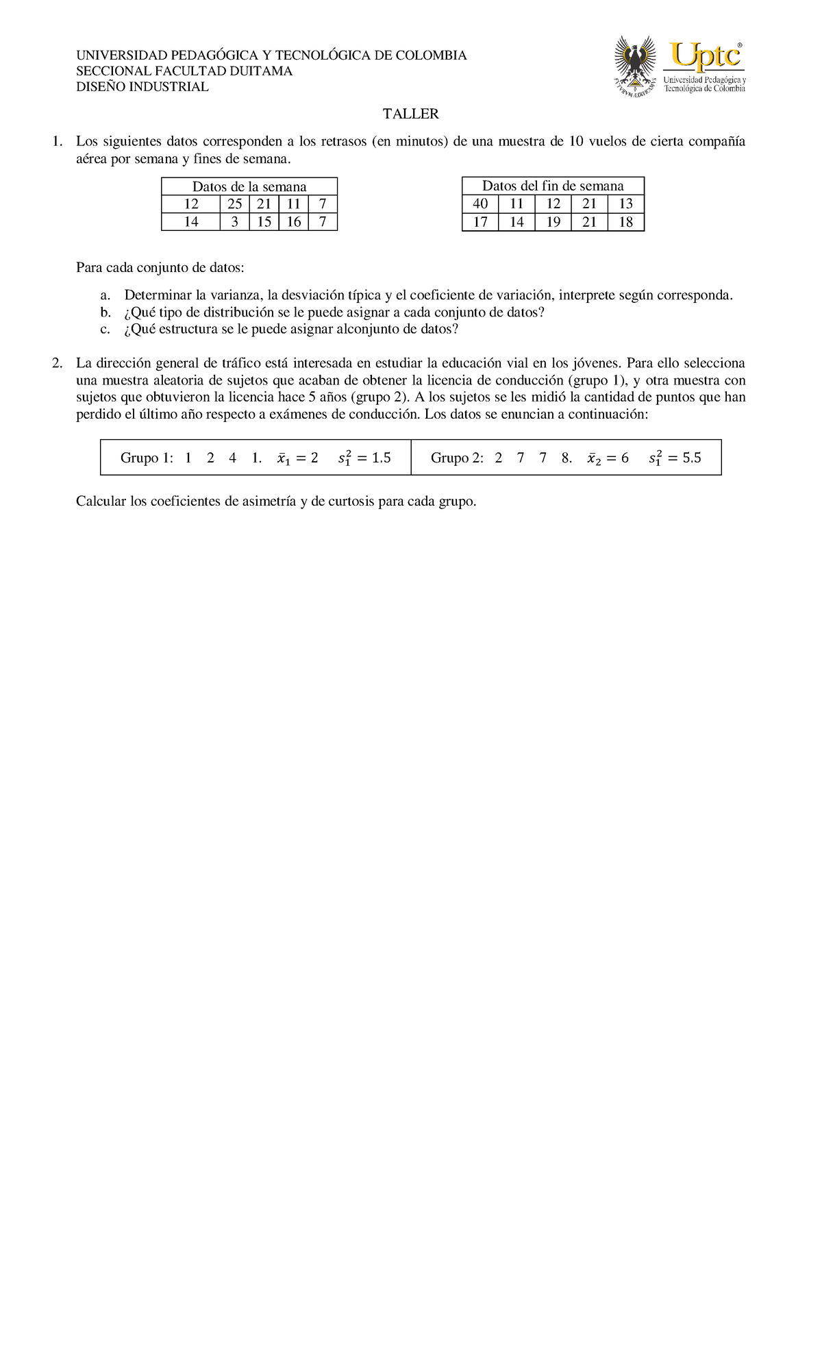 Taller FISICA ELECTROSTATICA - Warning: TT: undefined function: 32 UNIVERSIDAD PEDAGÓGICA Y ...