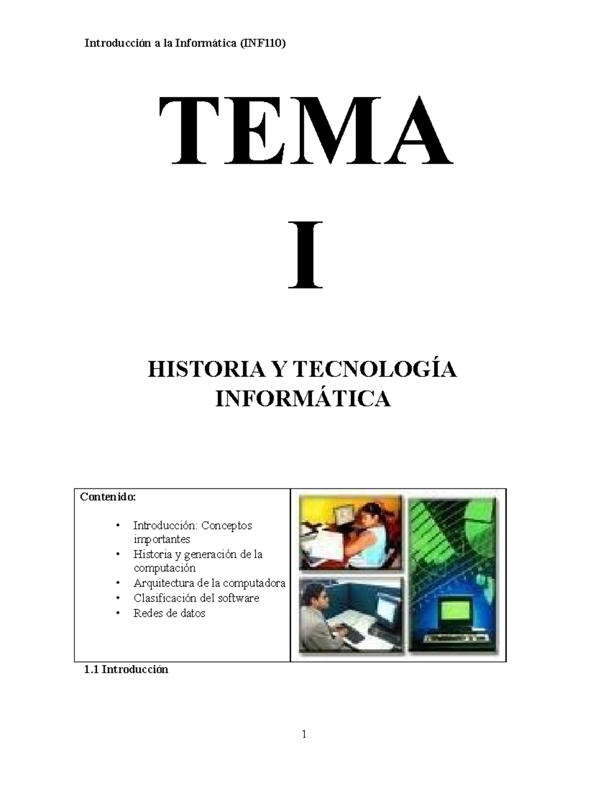 Tema 1 historia y tecnología informática - Introducción a la ...