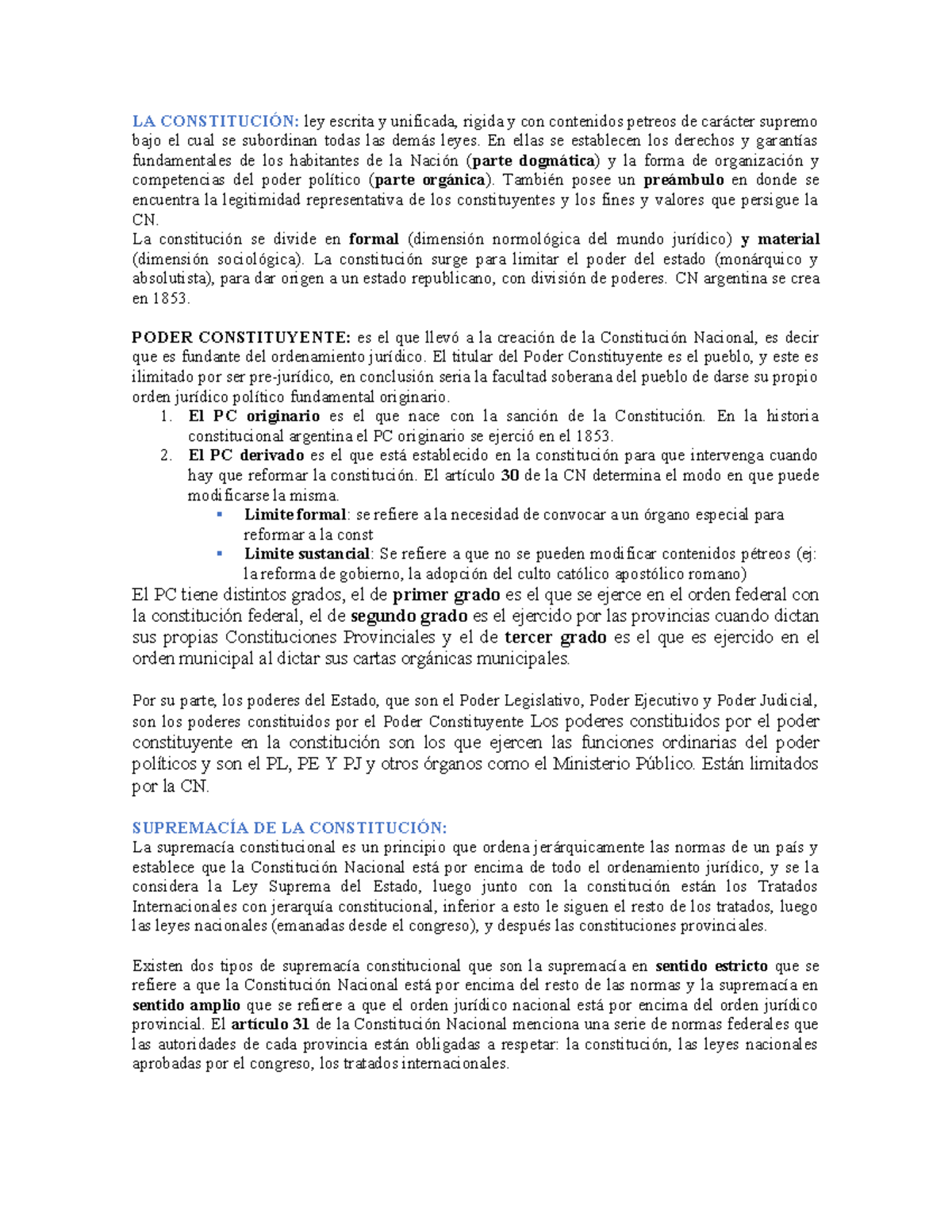 Constitucional Resumen - LA CONSTITUCIÓN: ley escrita y unificada ...