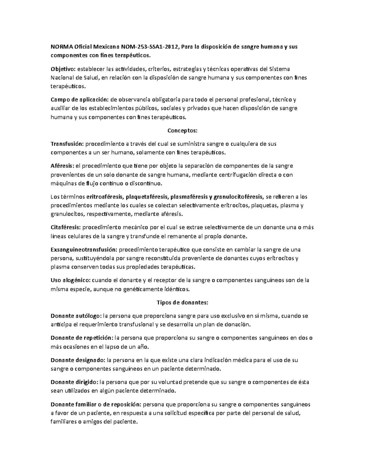 NOM 253 disp. generales sangre y componentes - NORMA Oficial Mexicana ...