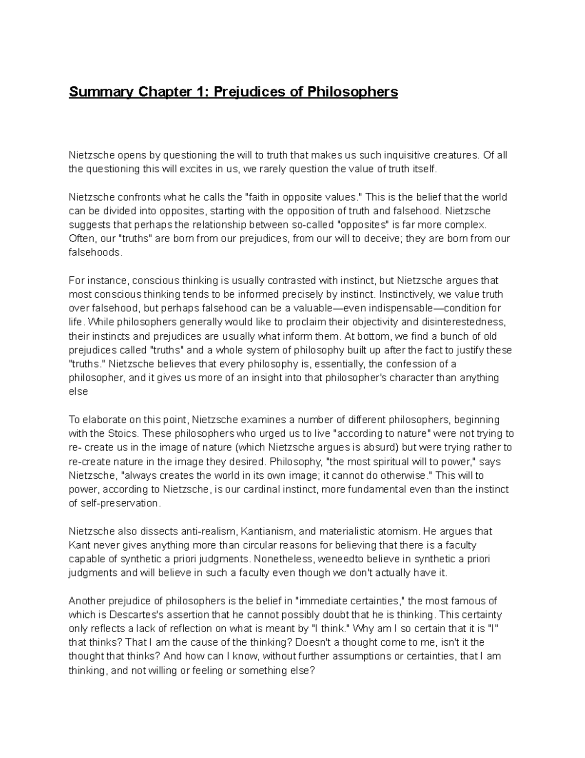 Prejudices of Philosophers - Summary Chapter 1: Prejudices of ...