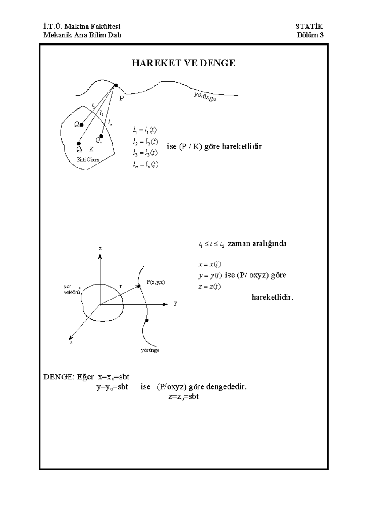 İTÜ Makine Mühendisligi Statik Bolum 3 - Mekanik Ana Bilim Dalı Bˆl ̧m ...