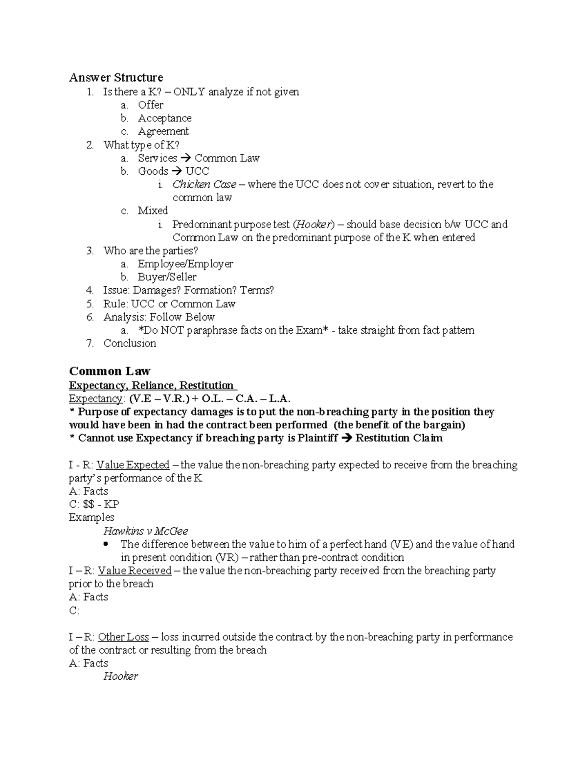 Outline - Answer Structure Is there a K? – ONLY analyze if not given a ...