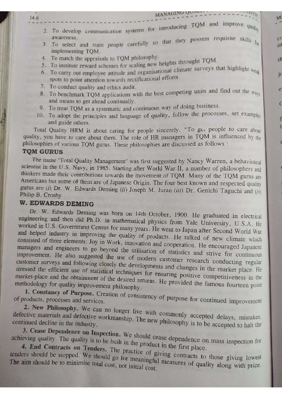 6 - W.EDWARDS DEMING'S - 14 no of points methodology for quality ...