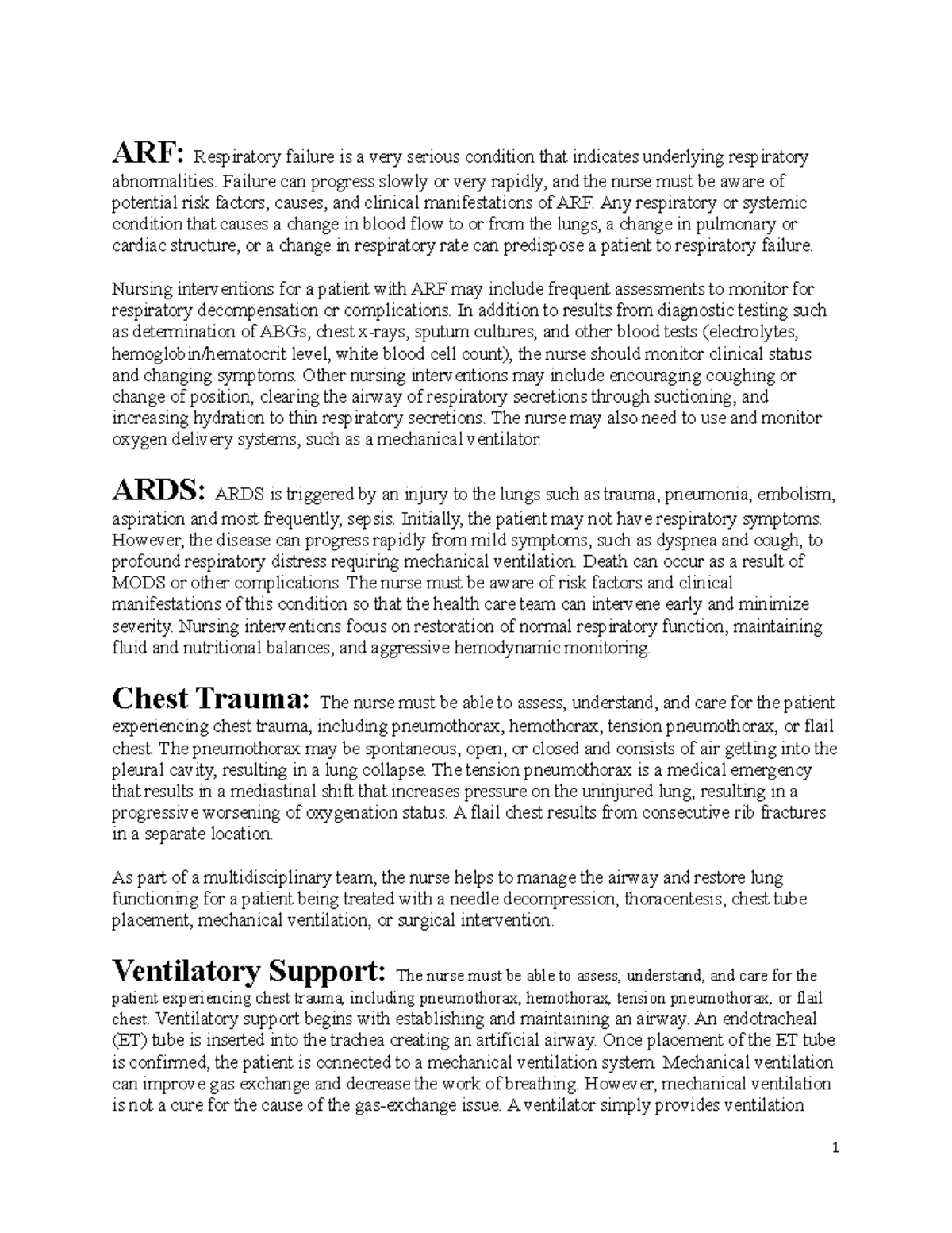 Sherpath Summaries (RESP, Chest and MV, ICP, SCI, Head injuries) - ARF ...