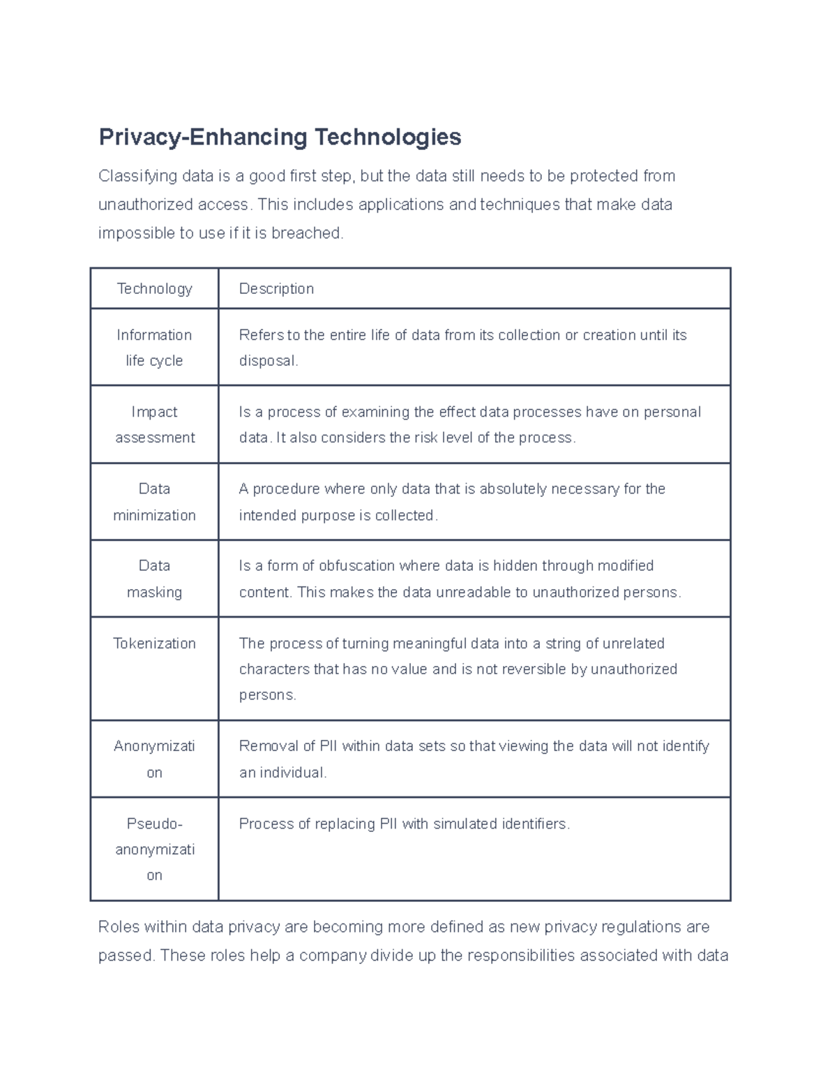 14.3.6 Privacy and Responsibility of Data - Privacy-Enhancing ...