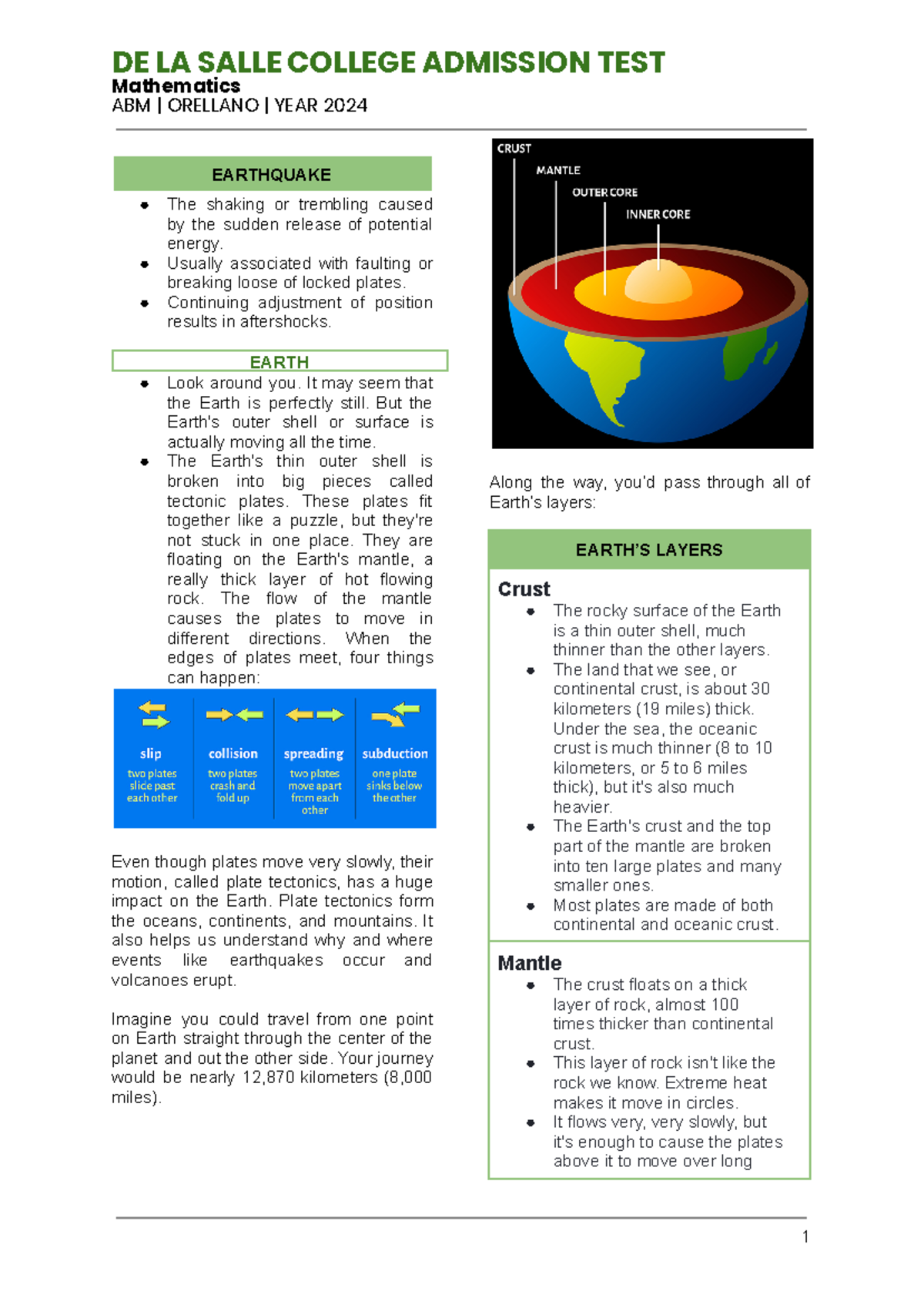 DCAT Science - Mathematics ABM | ORELLANO | YEAR 2024 EARTHQUAKE The ...