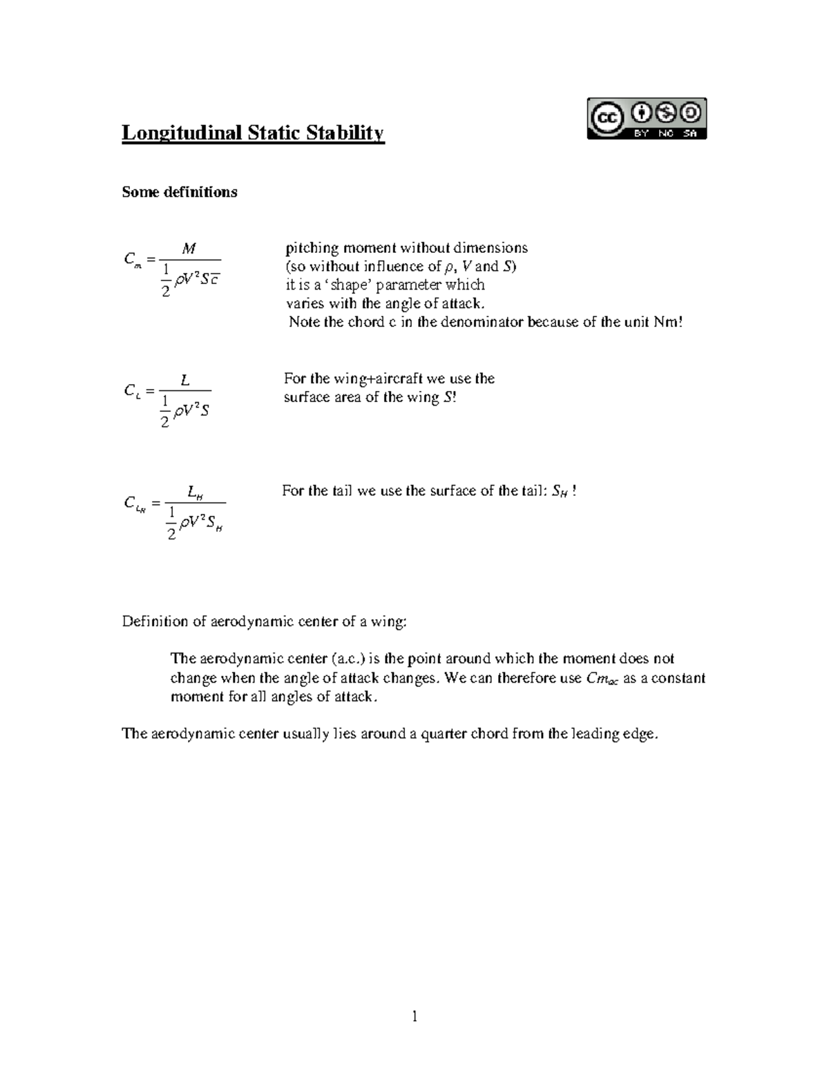 Aircraft Stability and Control: Longitudinal Static Stability summary ...