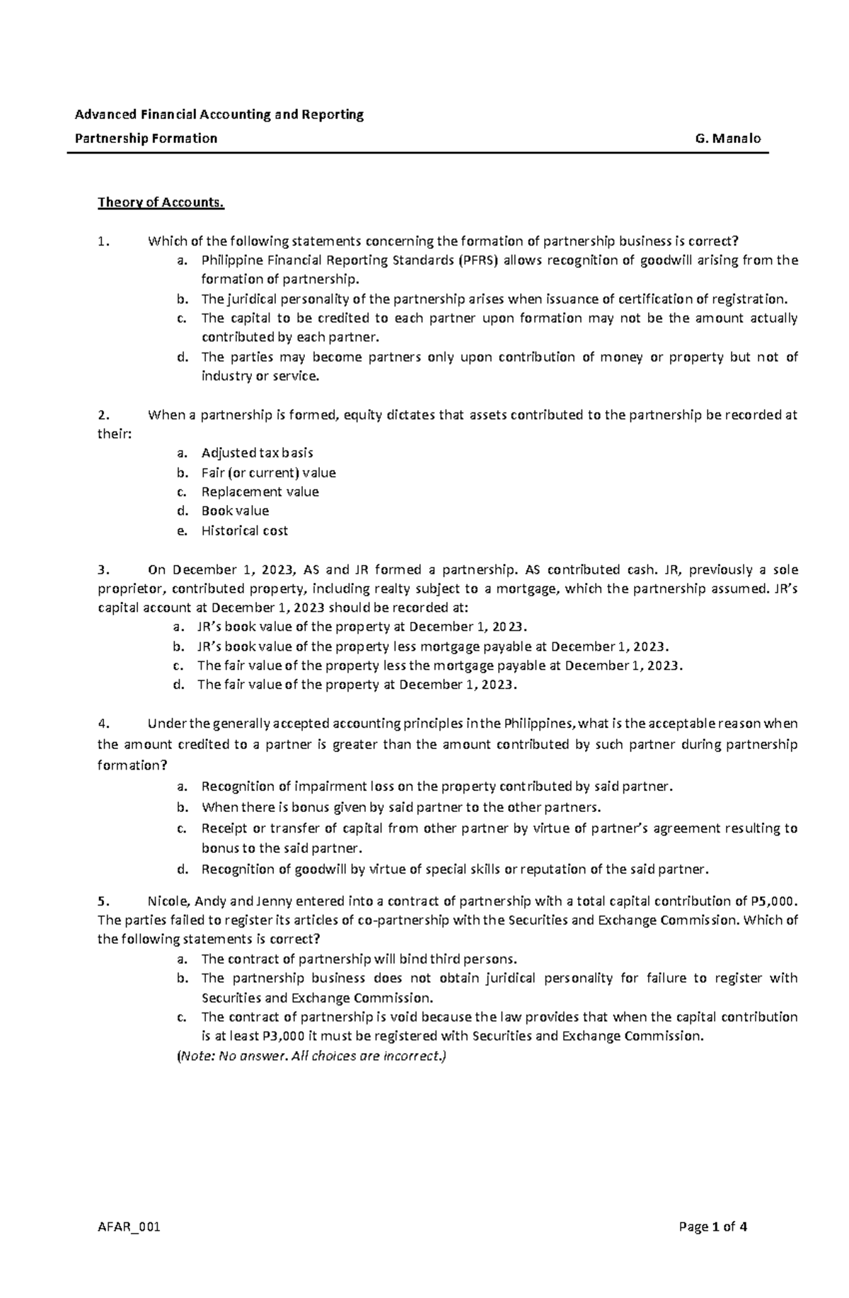 AFAR 001 - notes - Advanced Financial Accounting and Reporting ...