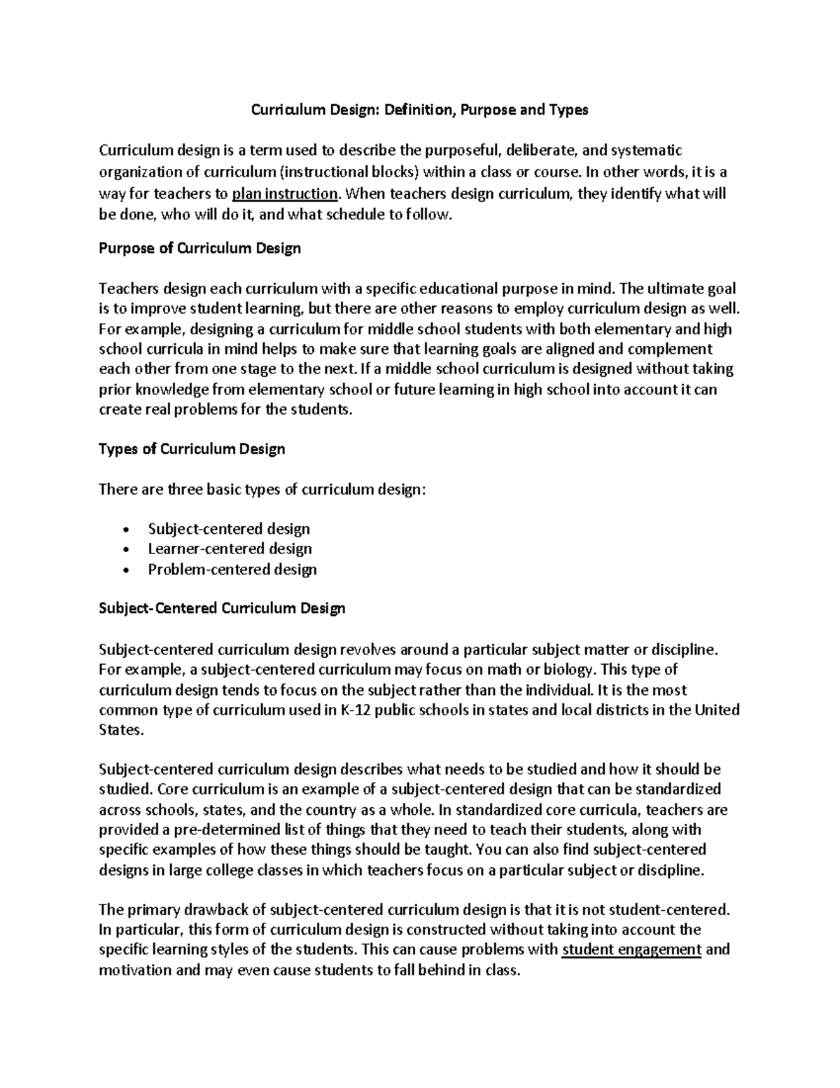 Curriculum Design - In other words, it is a way for teachers to plan ...