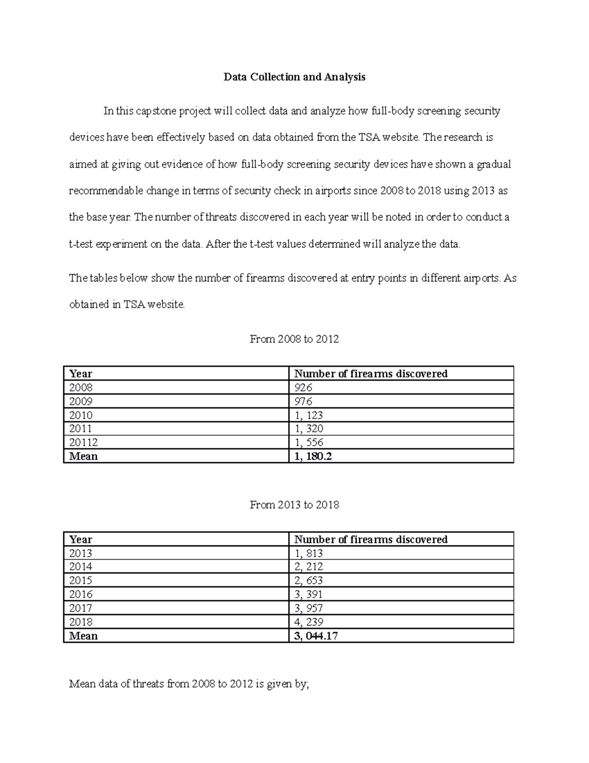 Data Collection and Analysis - In this capstone project will collect ...