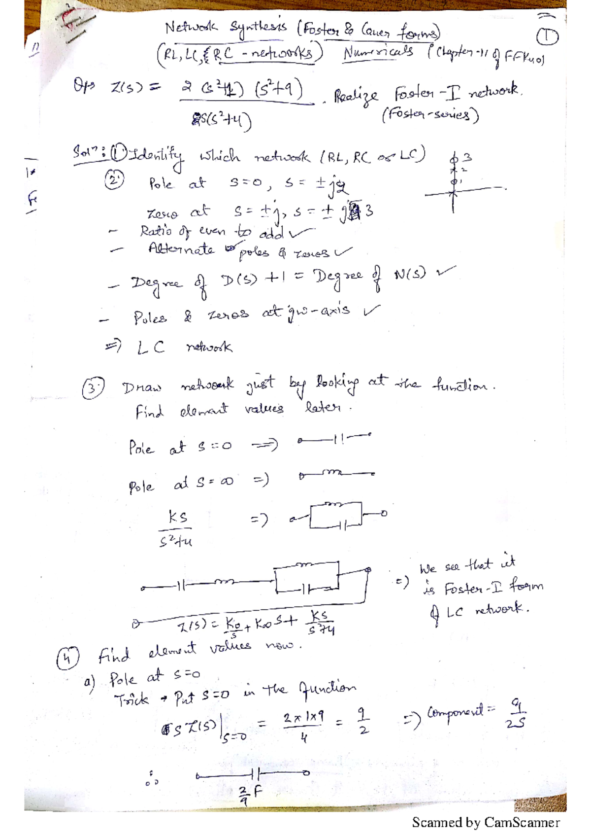 Active Circuit Analysis and Synthesis notes (Foster Cauer) - Network ...
