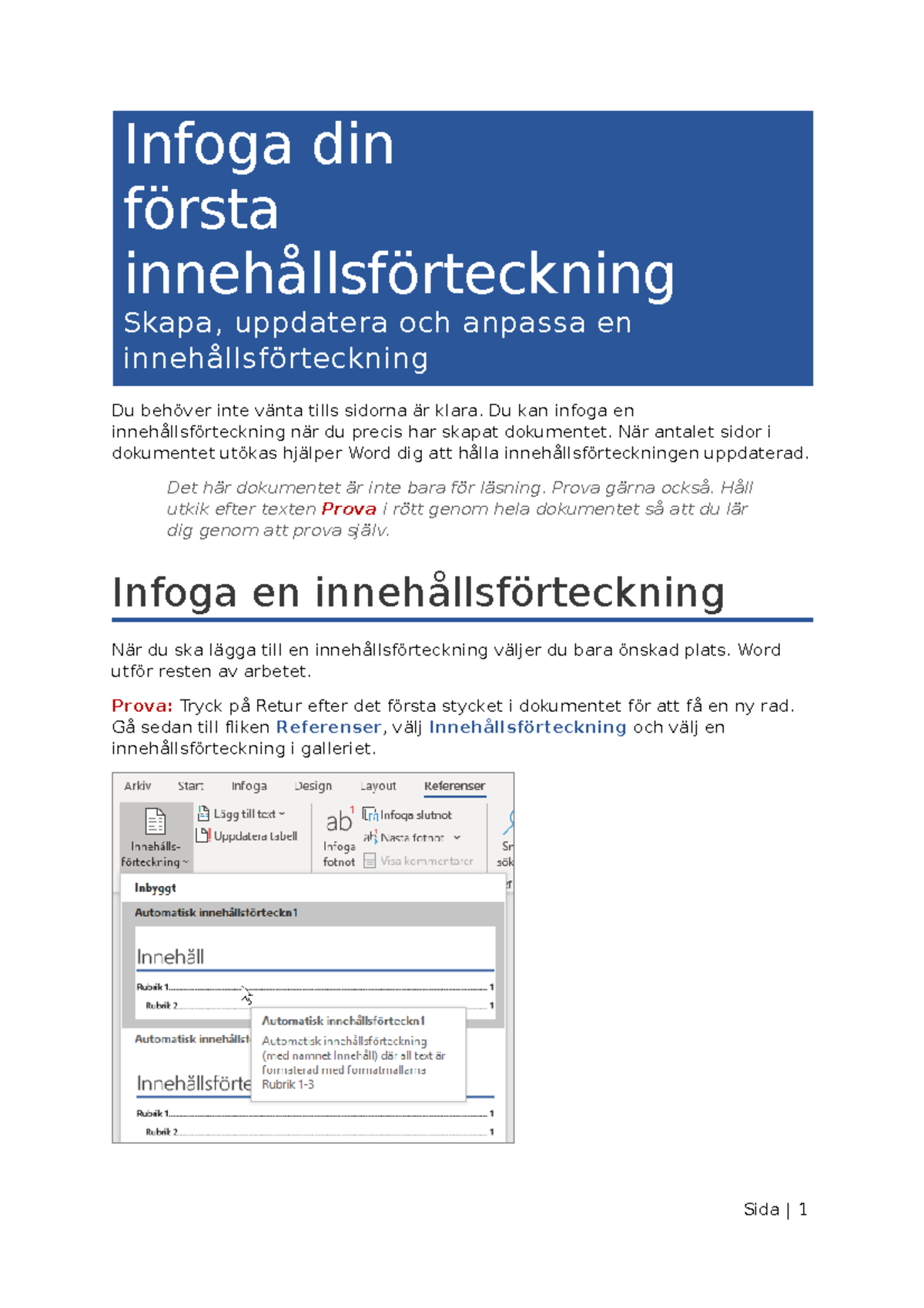 Infoga din - dfvndvndkjv - Infoga din första innehållsförteckning Skapa ...
