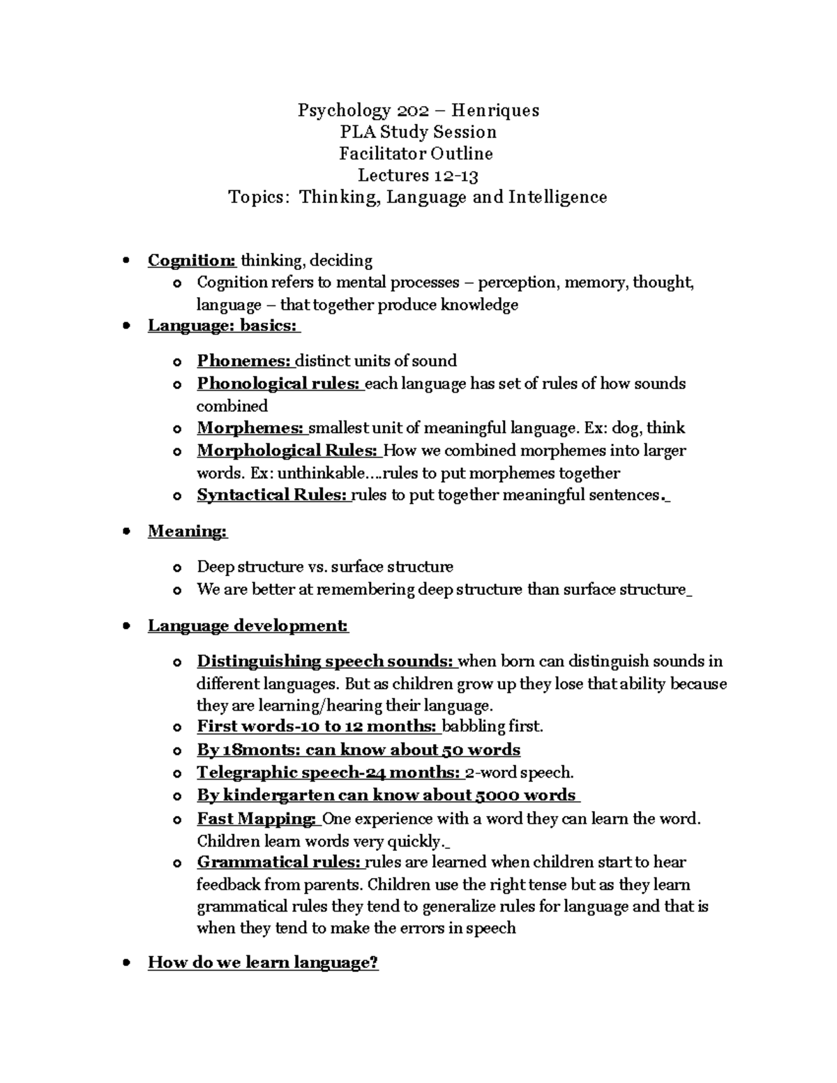 Week 6 Psychology Study Guide - Psychology 202 – Henriques PLA Study ...