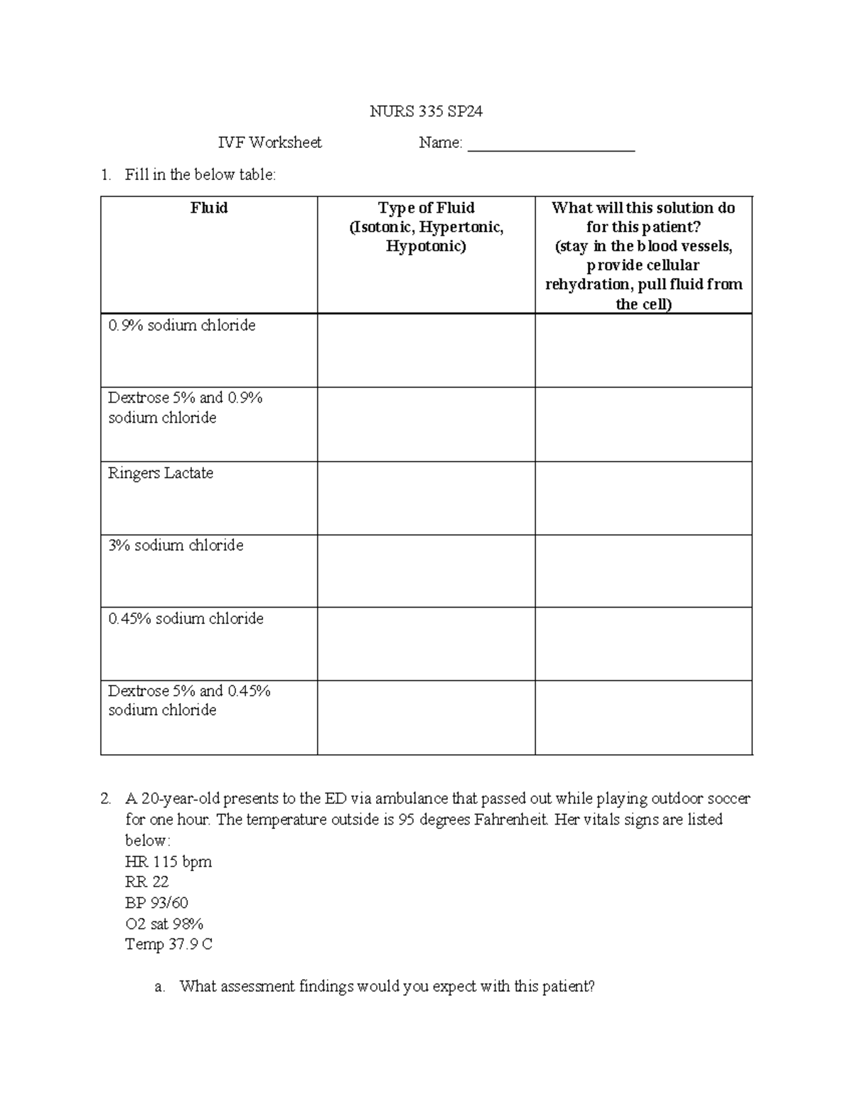 IVF Worksheet - NURS 335 SP IVF Worksheet Name ...