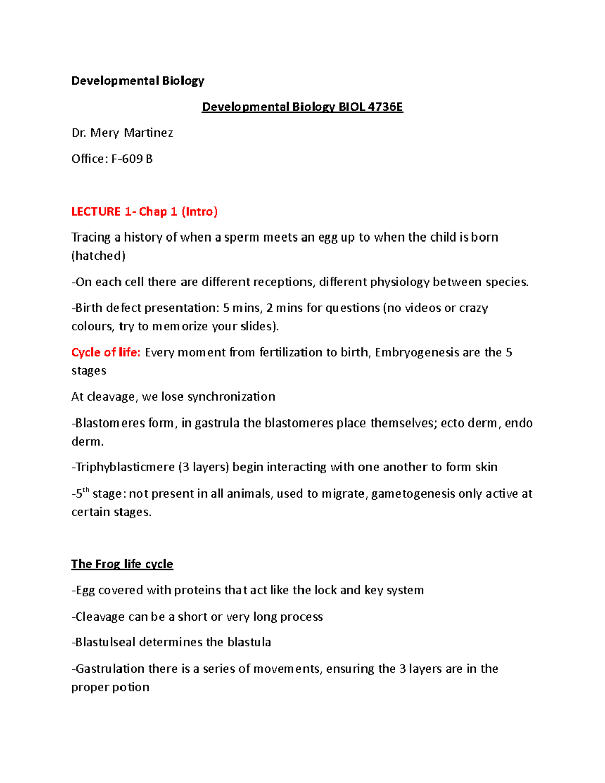 Developmental Biology Notes - Developmental Biology Developmental ...