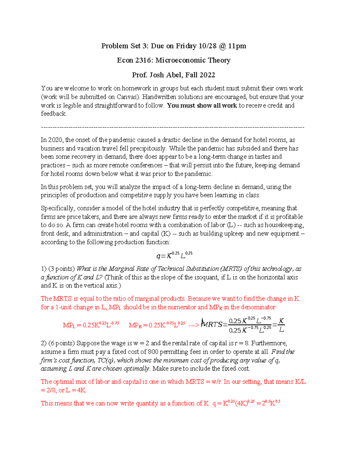 Problem Set 3 (Production and Competitive Supply) - w solutions ...