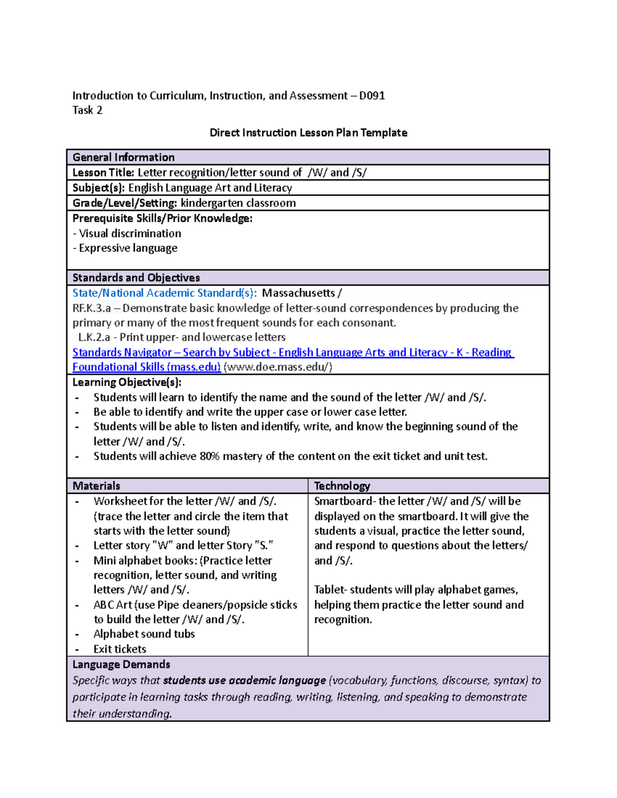 Task 2 - reviewed/ passed - Introduction to Curriculum, Instruction ...