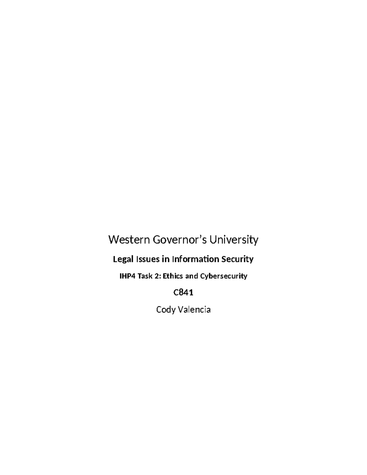 C841 Task 2 Valencia Cody - Western Governor’s University Legal Issues ...