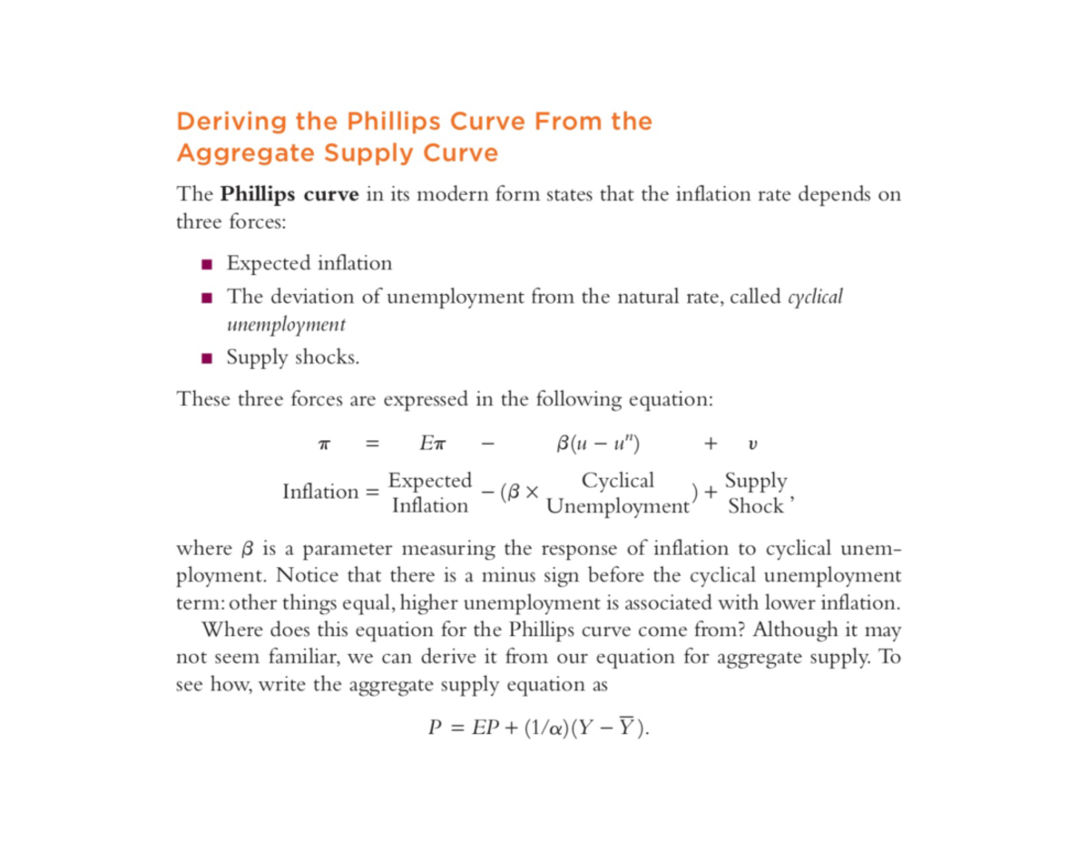 Deriving the Phillips Curve From the Aggregate Supply Curve - MACRO ...