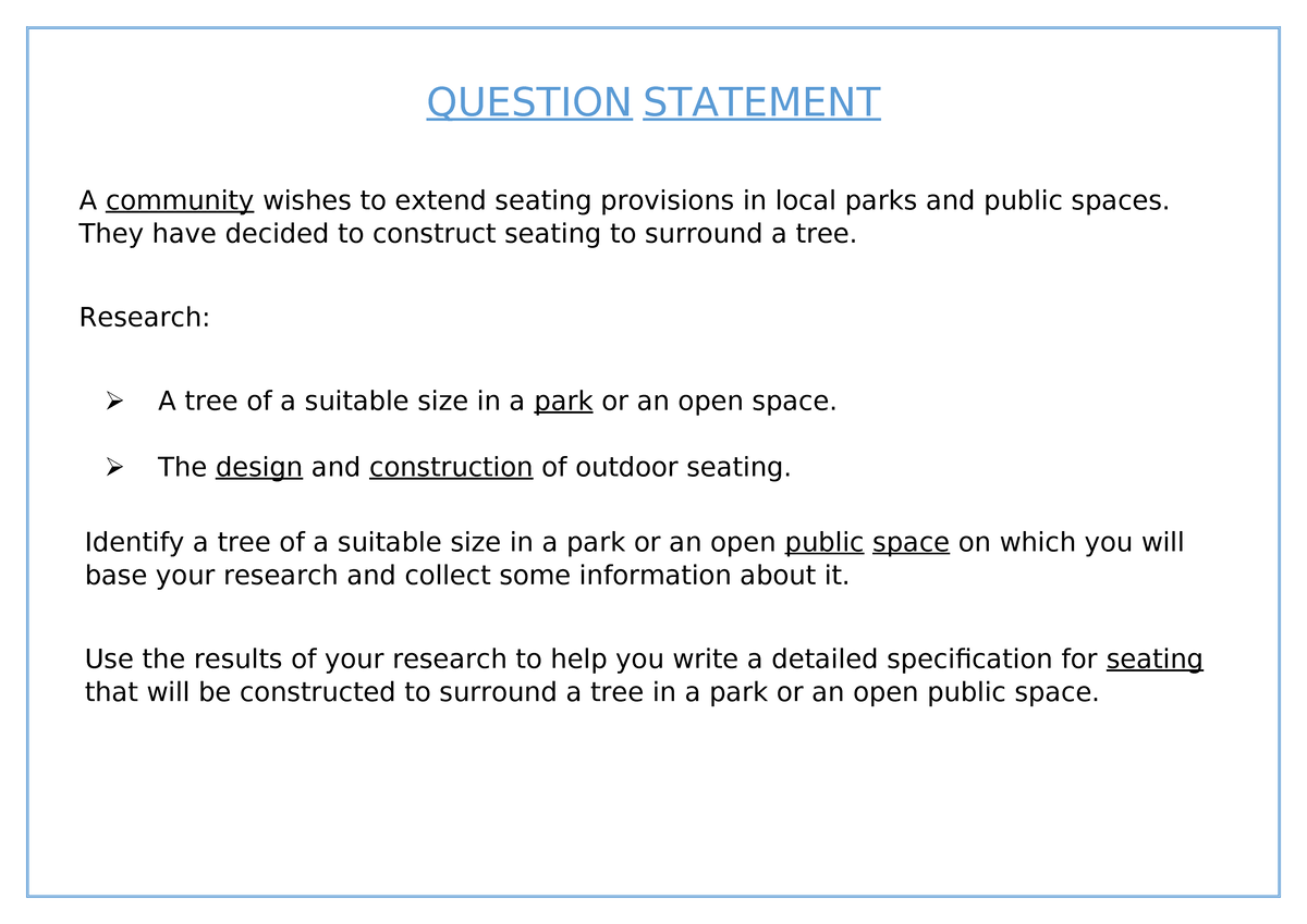 DC Olevel Tejas 2024 - QUESTION STATEMENT A community wishes to extend ...
