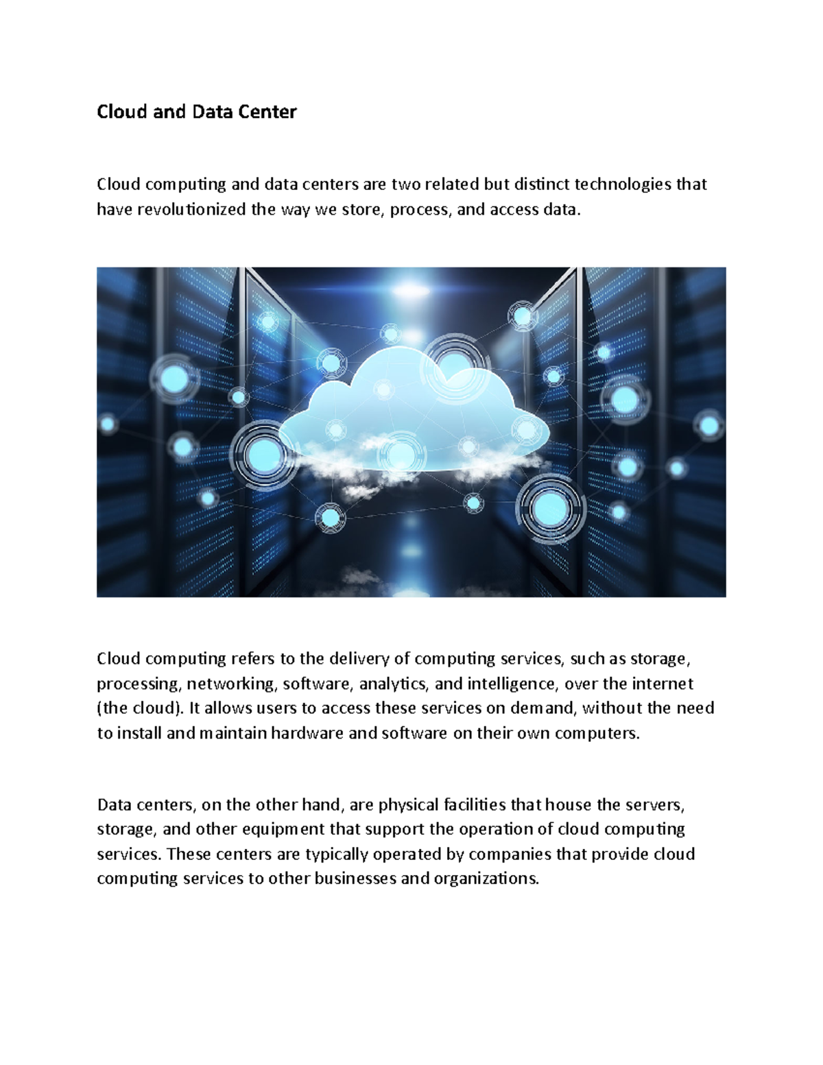 Cloud and Data Center - Cloud and Data Center Cloud computing and data ...