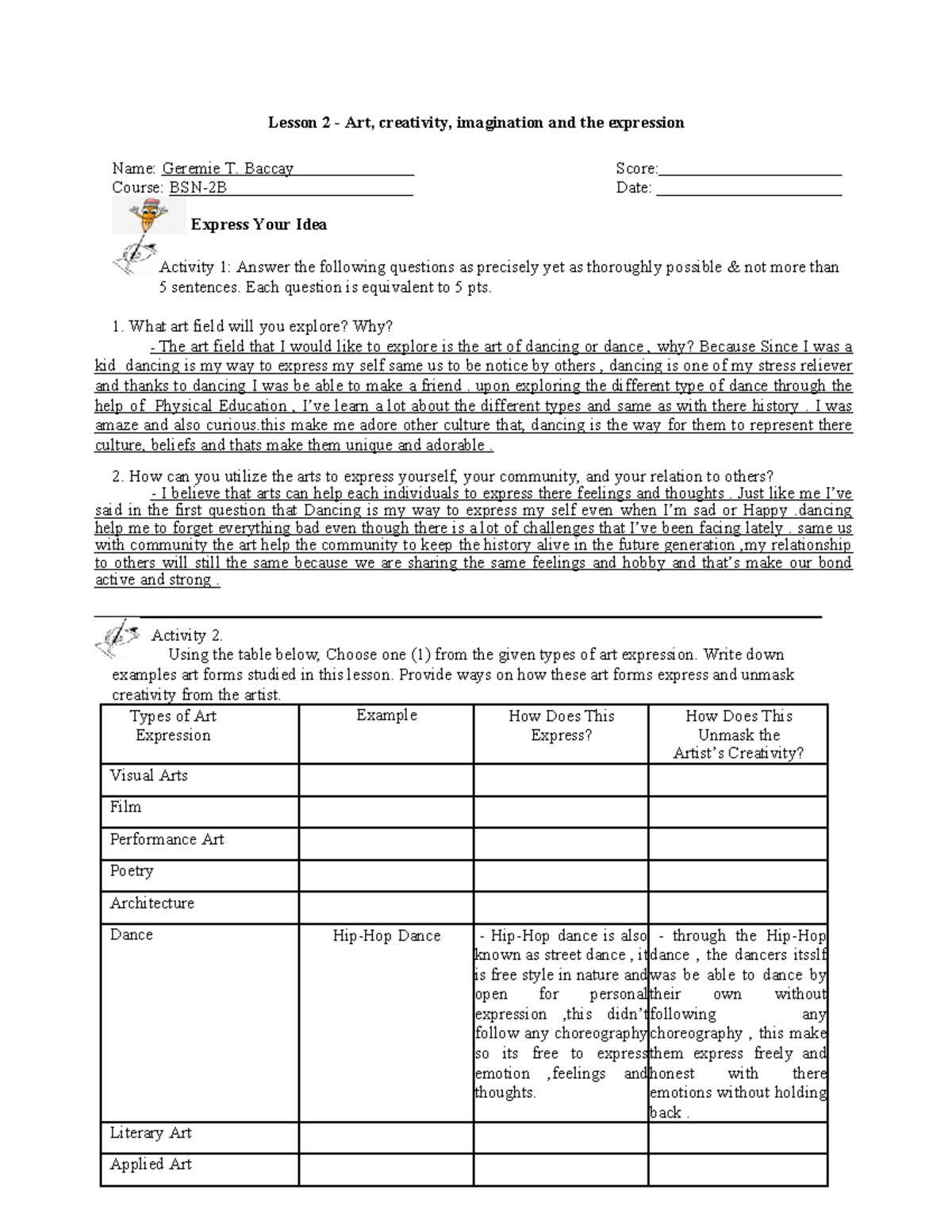 Week 3 - art appreciation - Lesson 2 - Art, creativity, imagination and ...