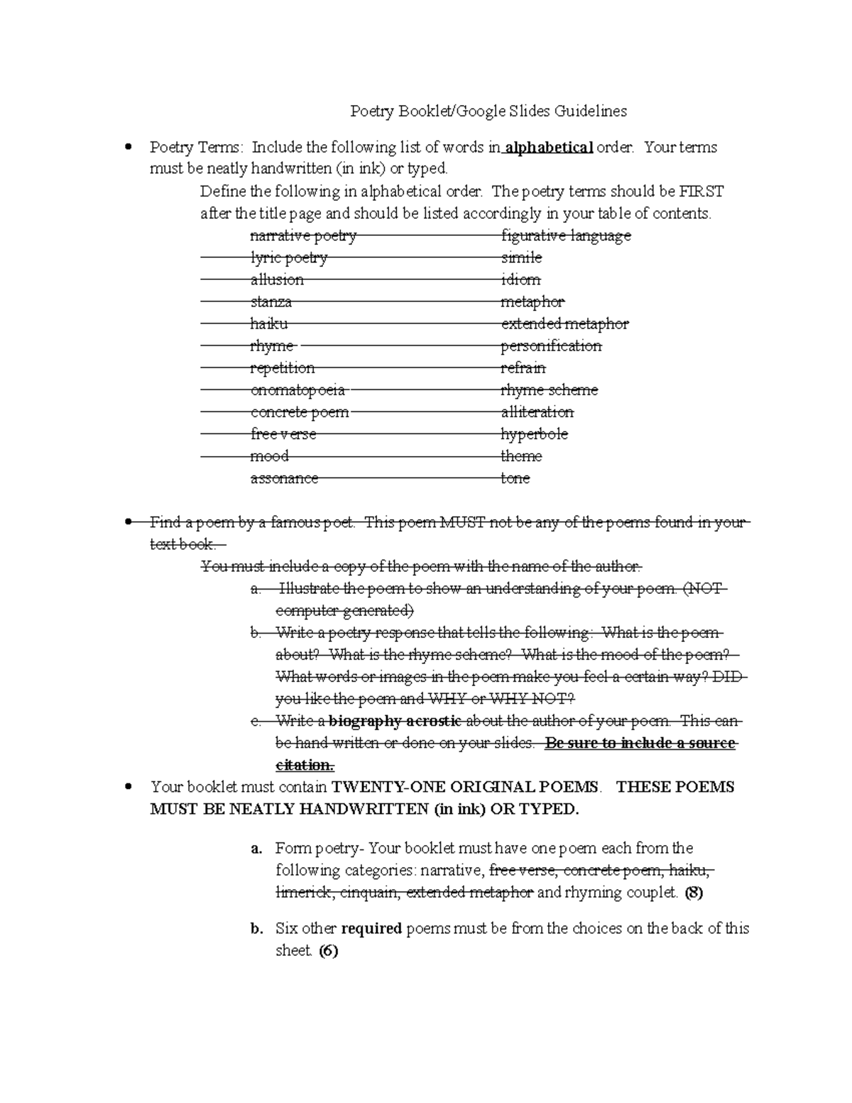 Poetry Booklet Guidelines-2 - Poetry Booklet/Google Slides Guidelines ...