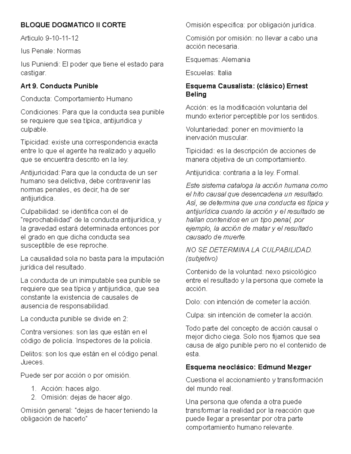Bloque Dogmatico estudio - BLOQUE DOGMATICO II CORTE Articulo 9-10-11 ...