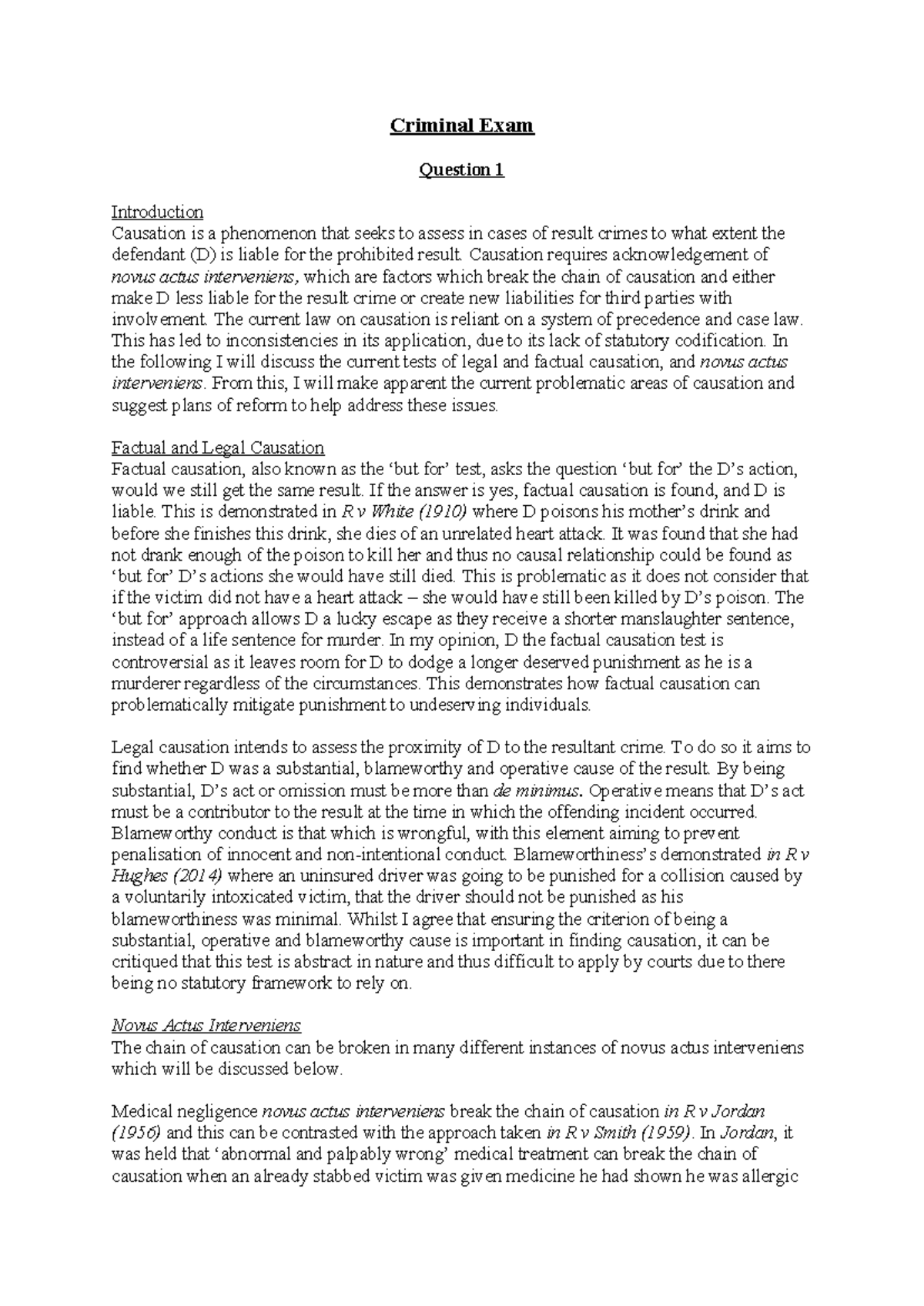 Criminal Exam sample answer (71) - Criminal Exam Question 1 ...