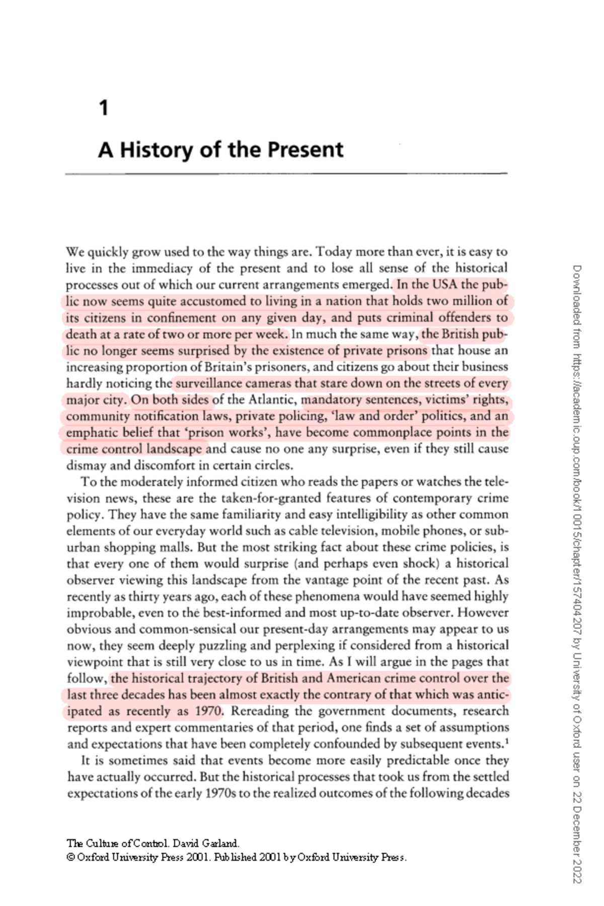 David Garland (2001 ) The Culture of Control (A History of the Present ...