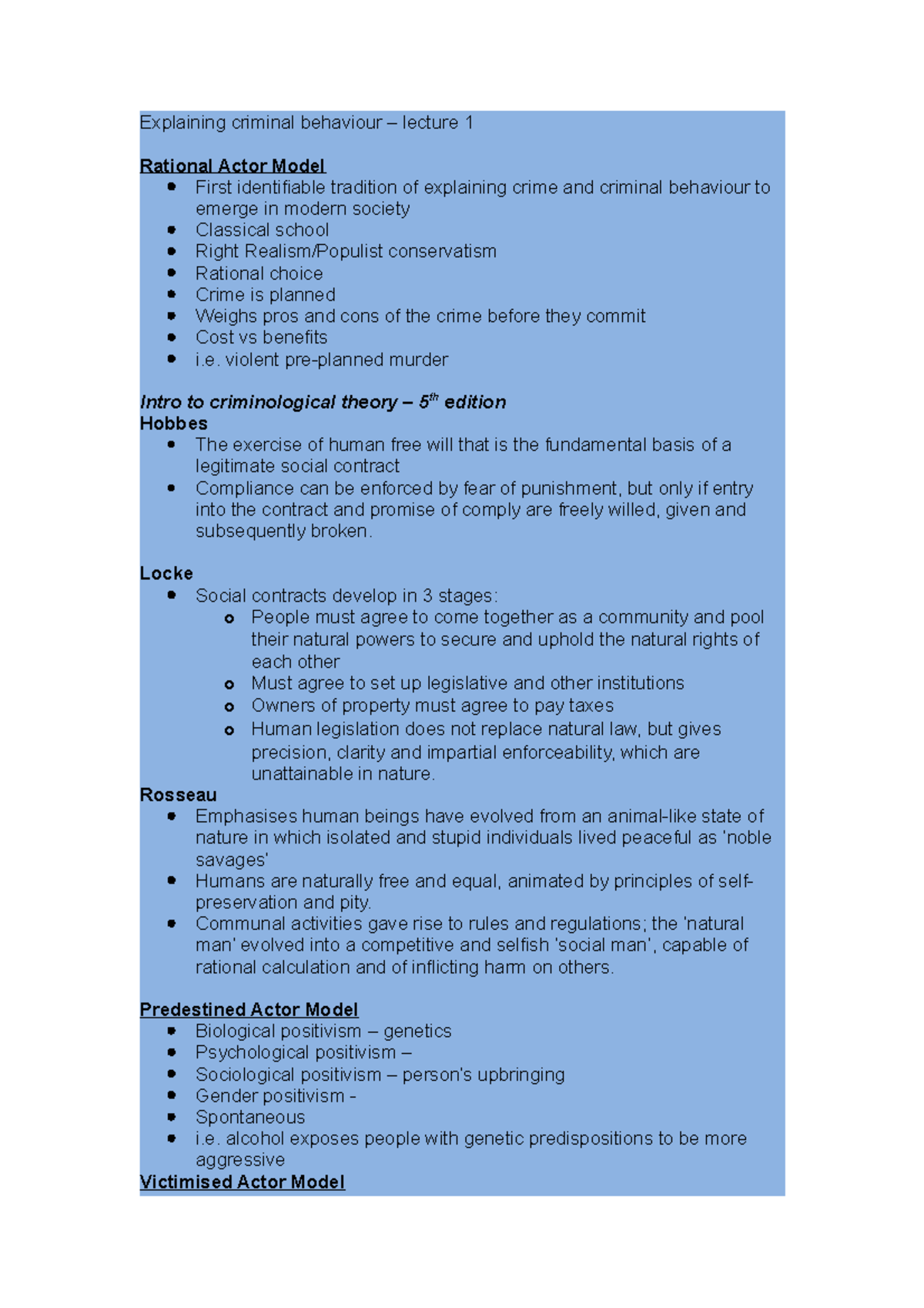 intro to criminal behaviour - Explaining criminal behaviour – lecture 1 ...