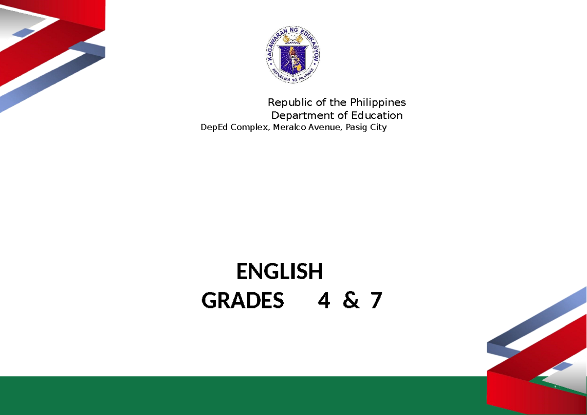 Matatag English CG G4 and 7 - Republic of the Philippines Department of ...
