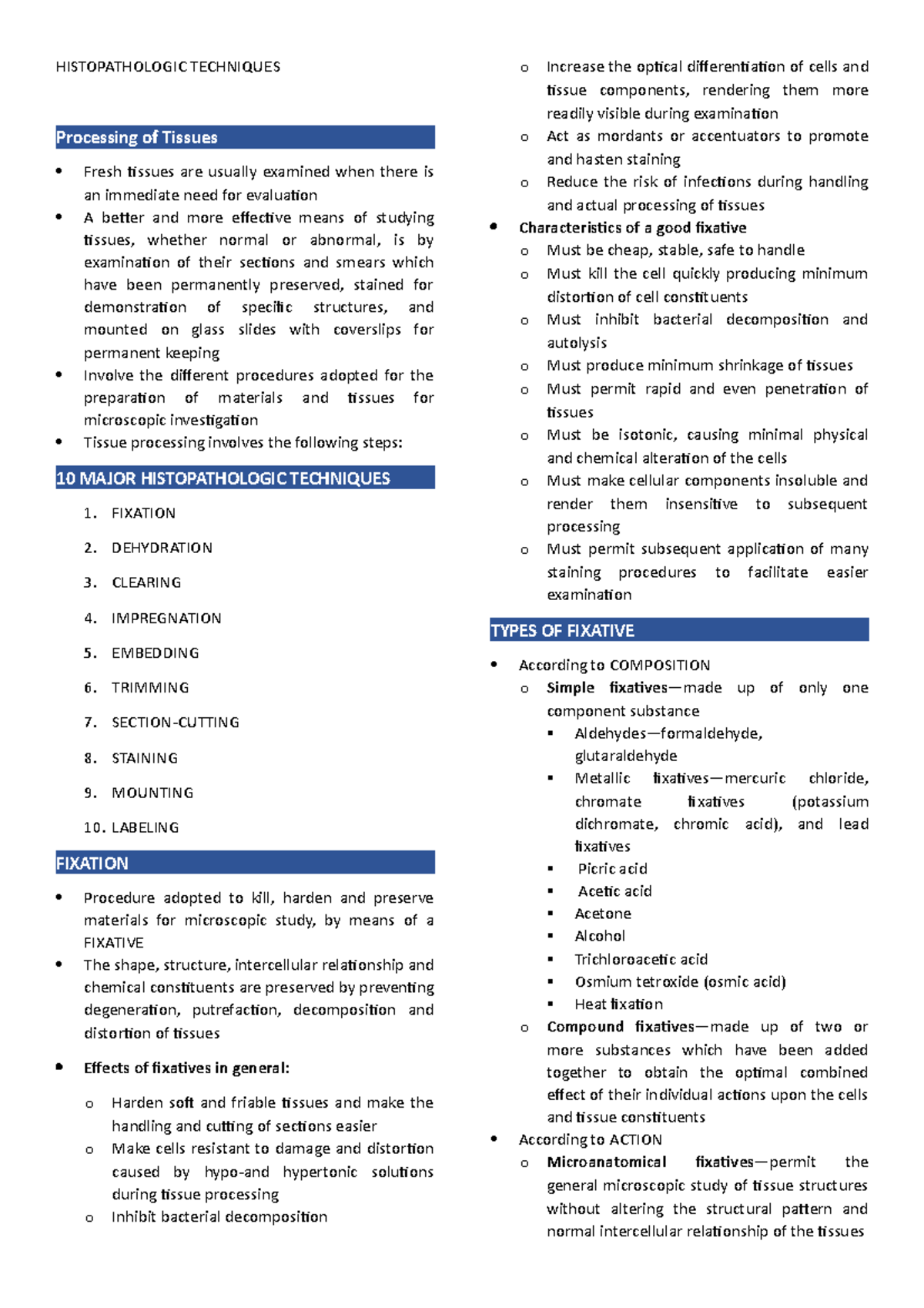 Histopathologic- Techniques- Trans - HISTOPATHOLOGIC TECHNIQUES ...