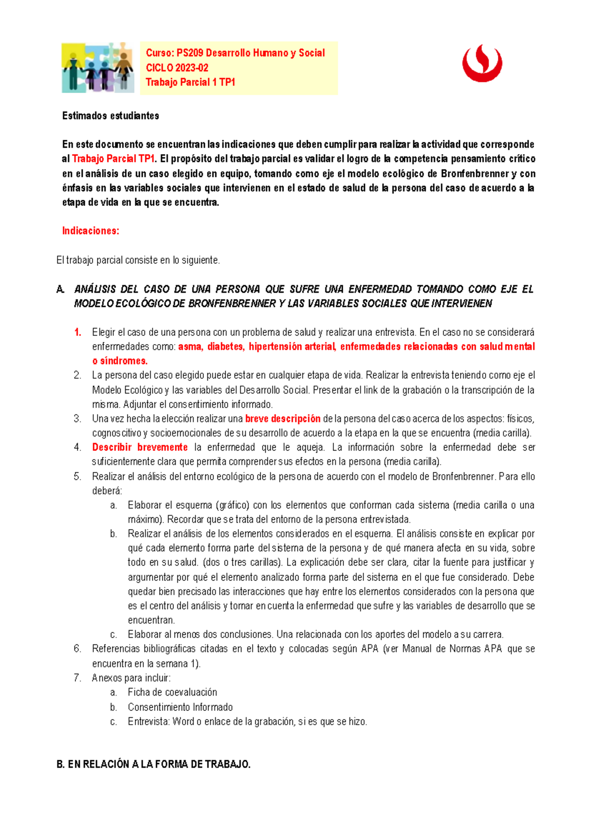 Guía del TP1 PS347 DHS 2023 -02VF - Curso: PS209 Desarrollo Humano y Social CICLO 2023- Trabajo ...